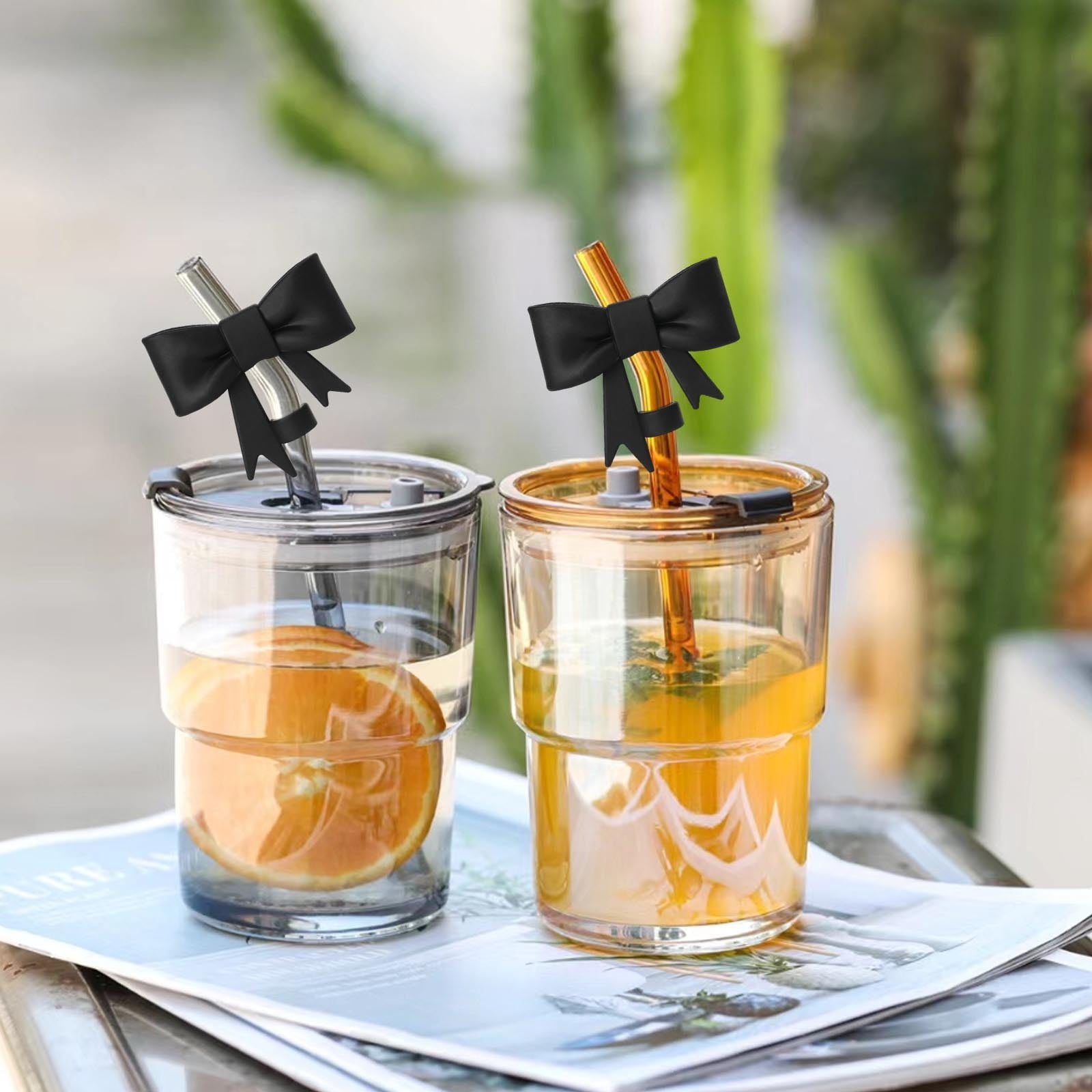 Weloille Classic Cute Bow Straw Covers Cap Toppers Compatible with ...