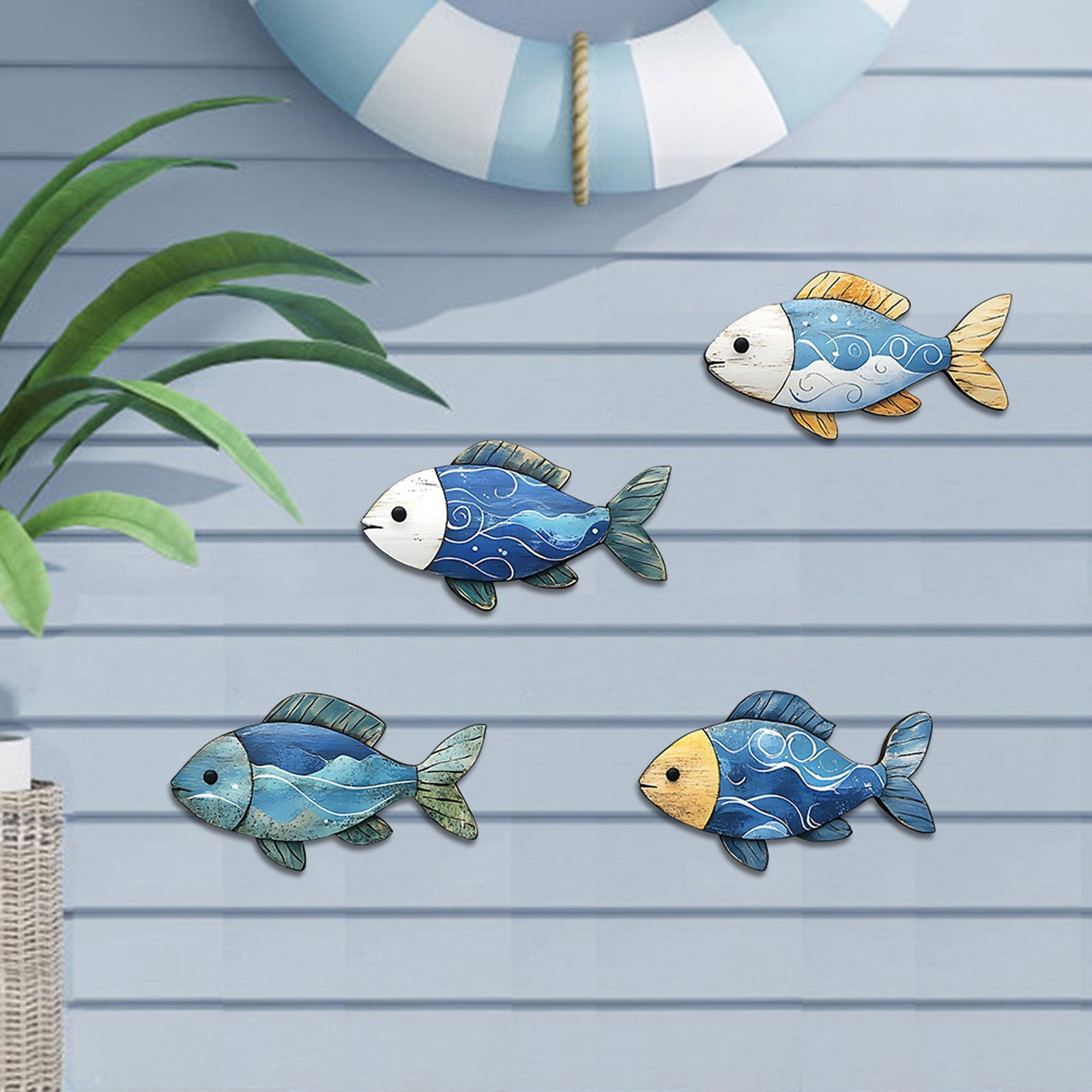 Weloille 4Pcs Ocean Fish Wall Decals School of Fish Wall Decor ...