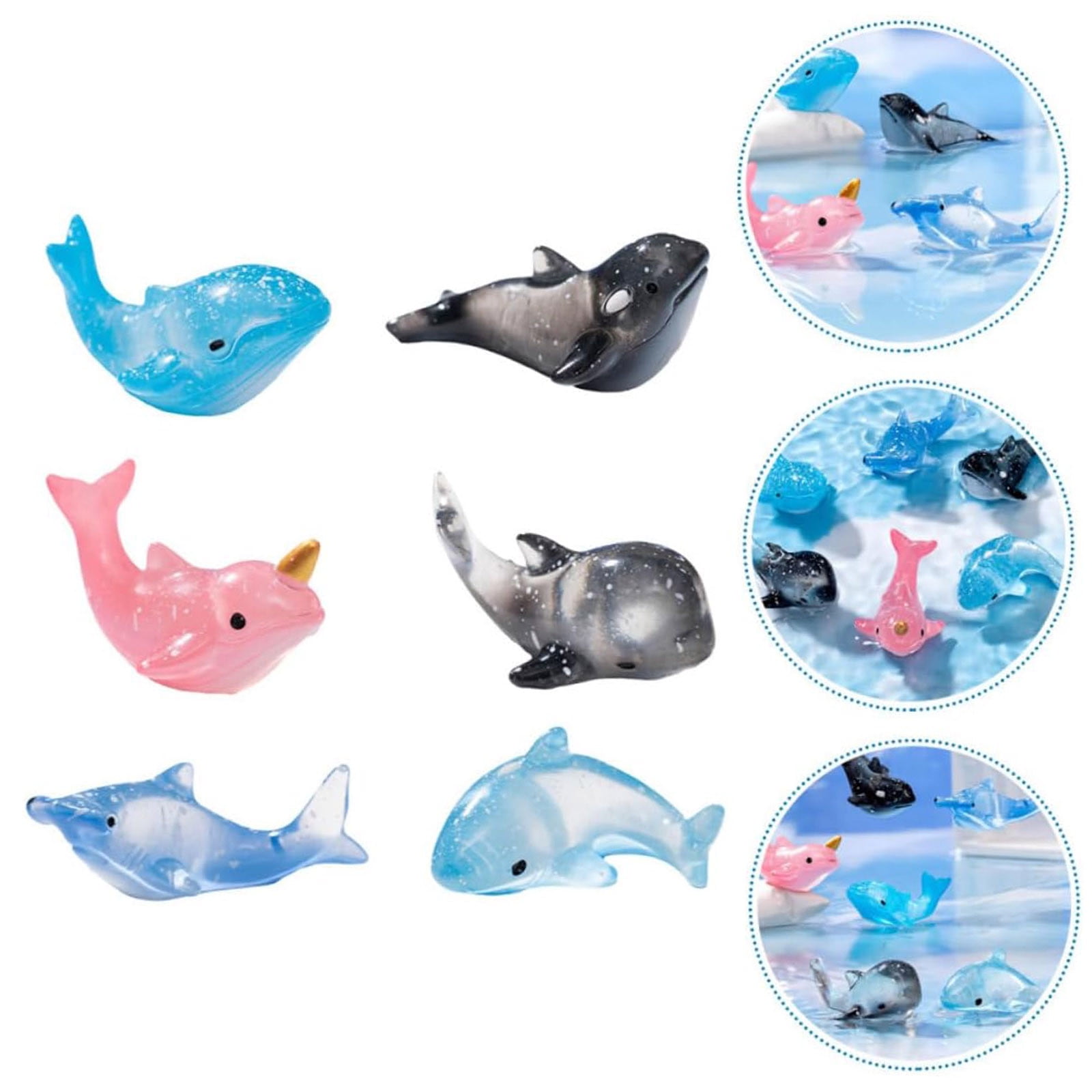 Weloille 6Pcs Realistic Miniature Sea Creatures Figurines Mini Whale ...