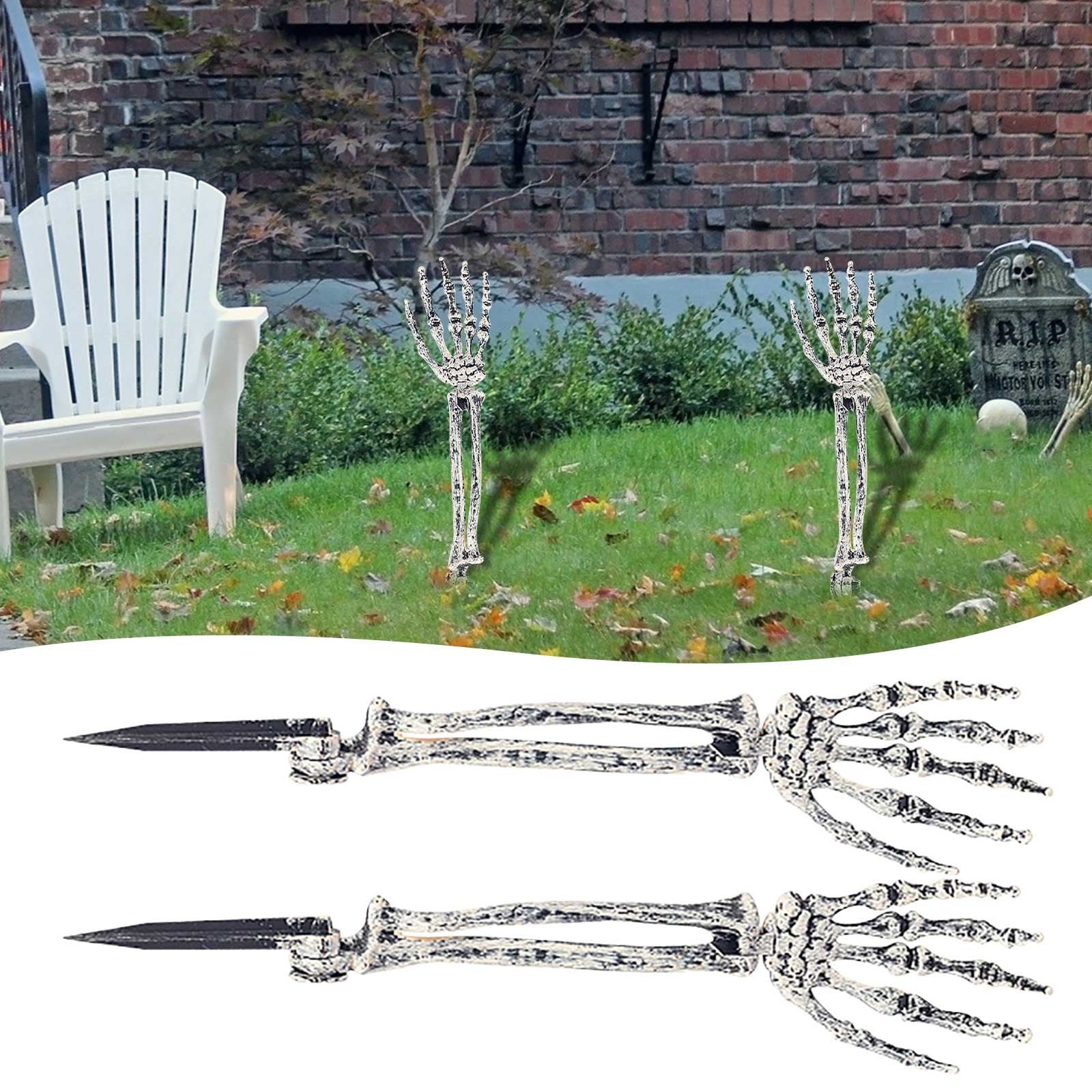 Weloille Halloween Skeleton Stakes Decorations, A Pair of Creepy Hands ...