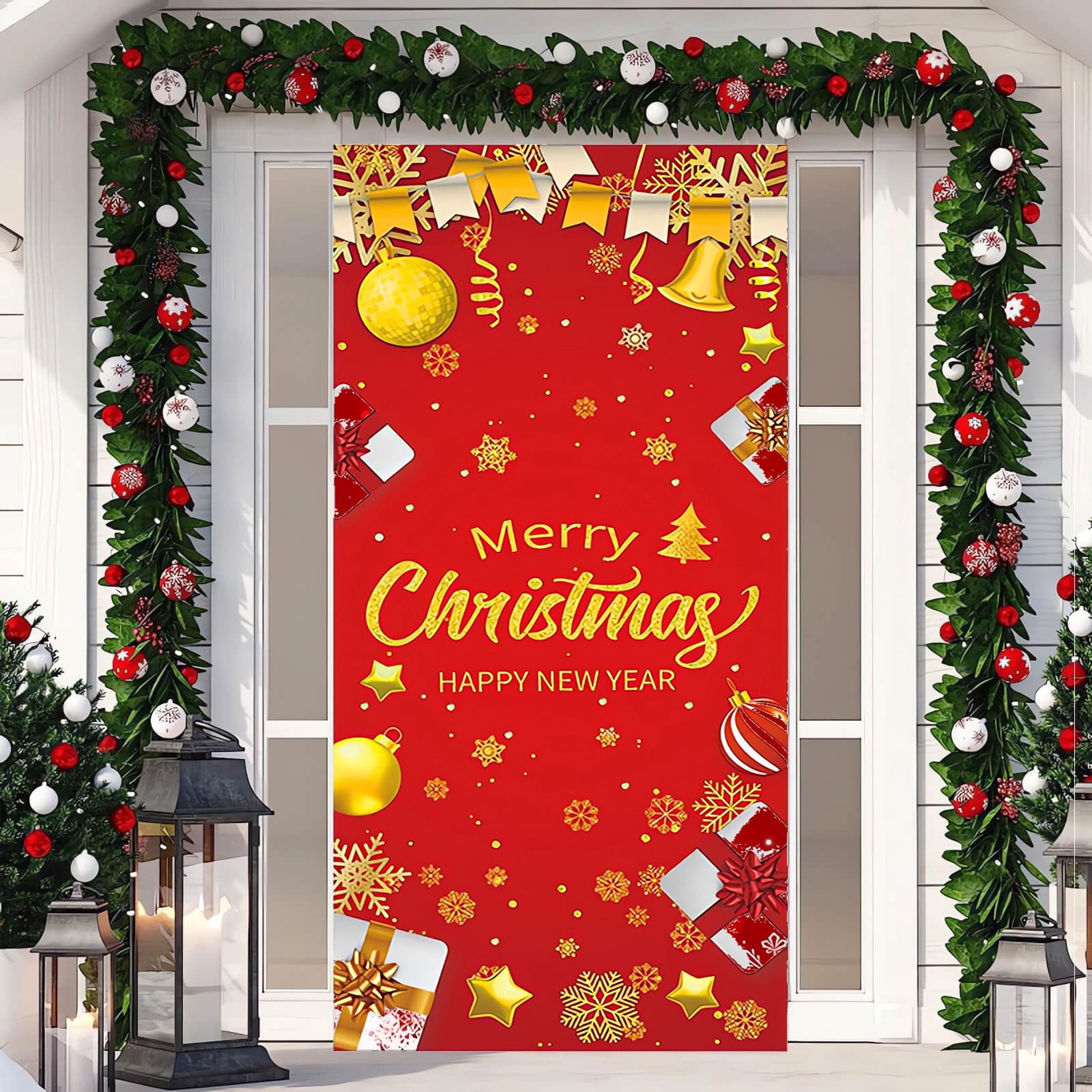 Weloille Clearance Merry Christmas Door Sticker Decorations Door Cover ...