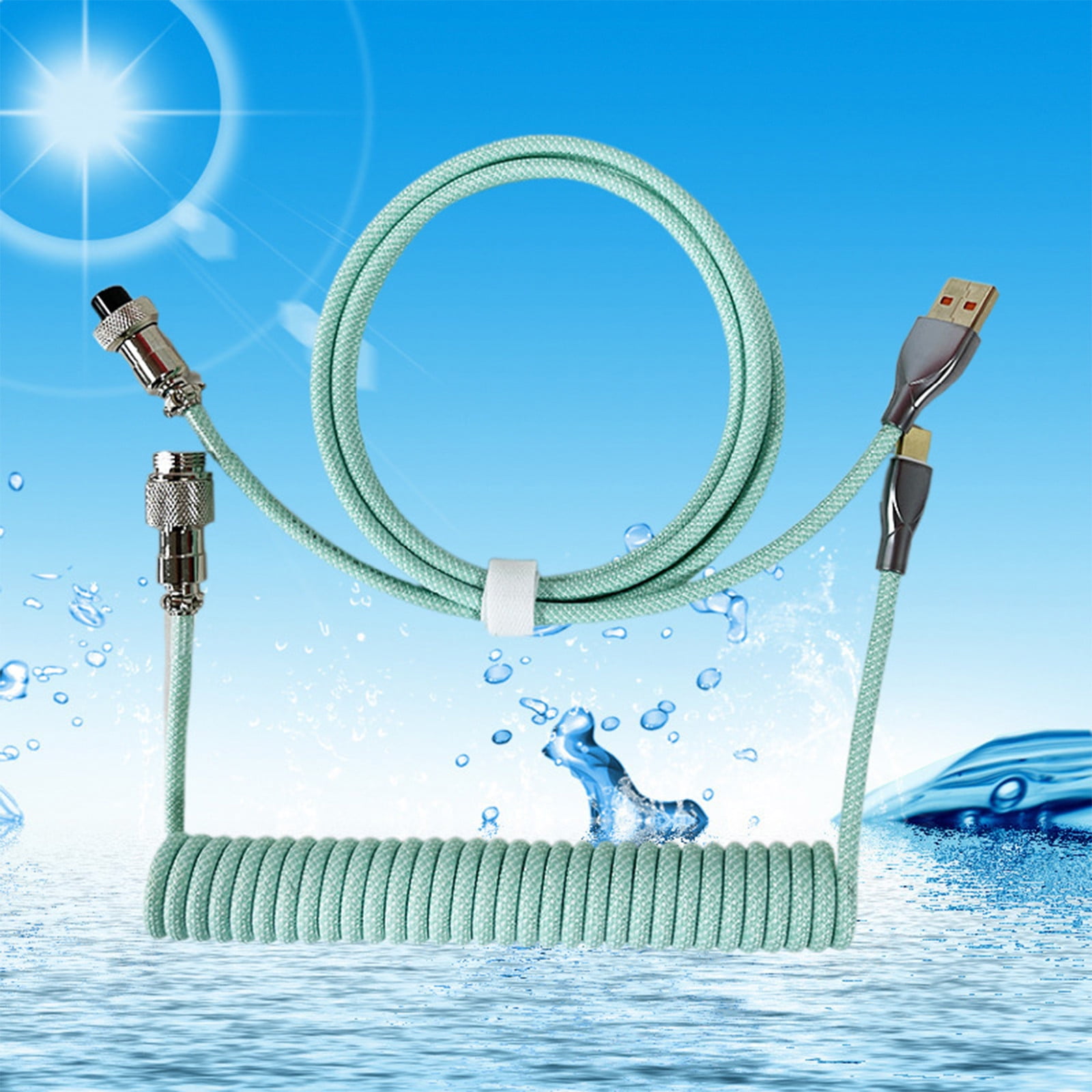 Weloille Coiled Mechanical Keyboard Cable with Metal Aviation Connector ...