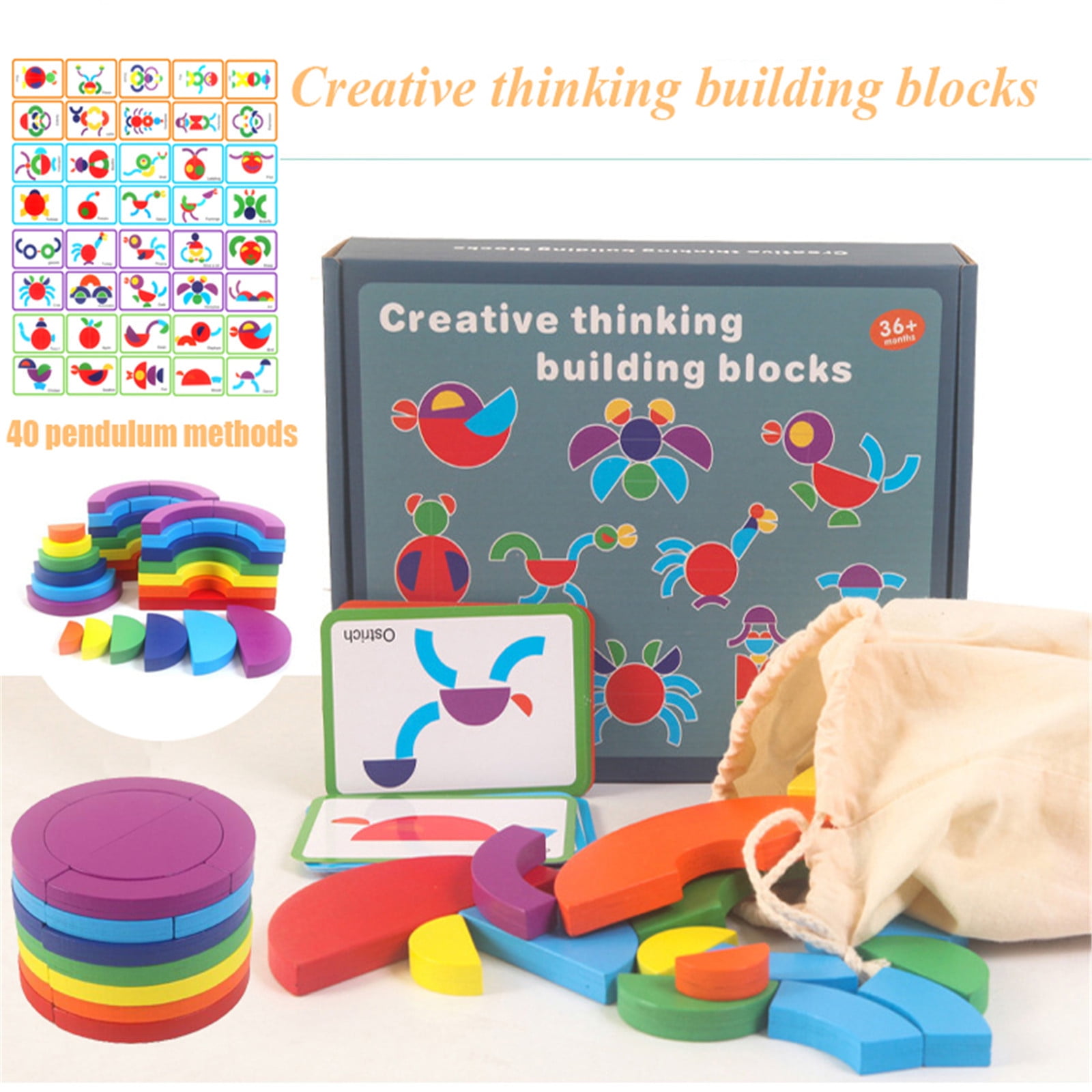 Weloille Creative Thinking Building Blocks Kids Montessori 3D Put ...