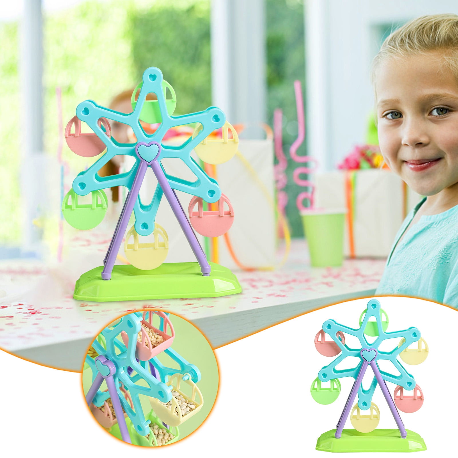 Weloille DIY Ferris Wheel Snack Rack, ABS Plastic Interactive Bird ...