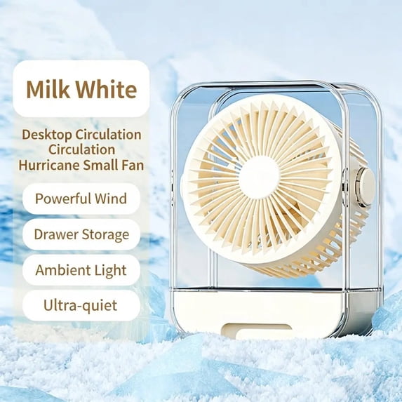 Weloille Desktop Circulation Fan 1 Piece, USB Rechargeable with Storage ...