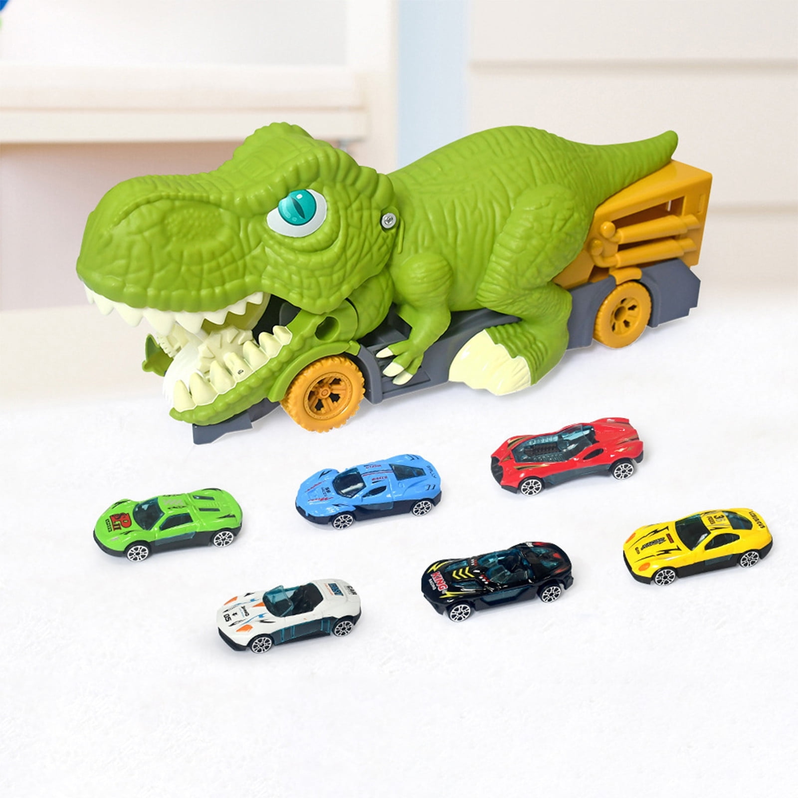 Weloille Dinosaur Toys, Dinosaur Transport Carrier with 6 Alloy Car ...