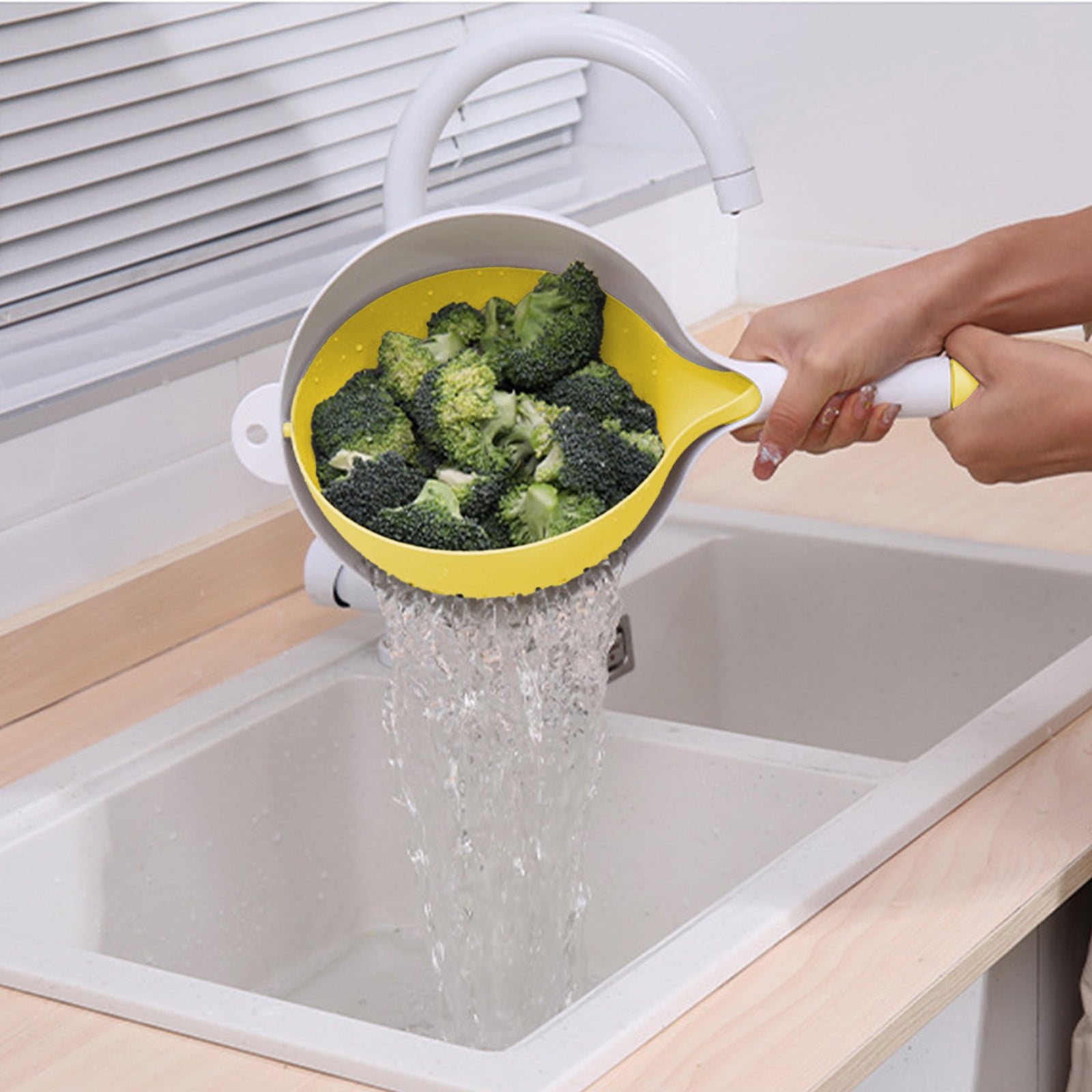 Weloille Double Layer Strainer Basket with Quick Water Release ...