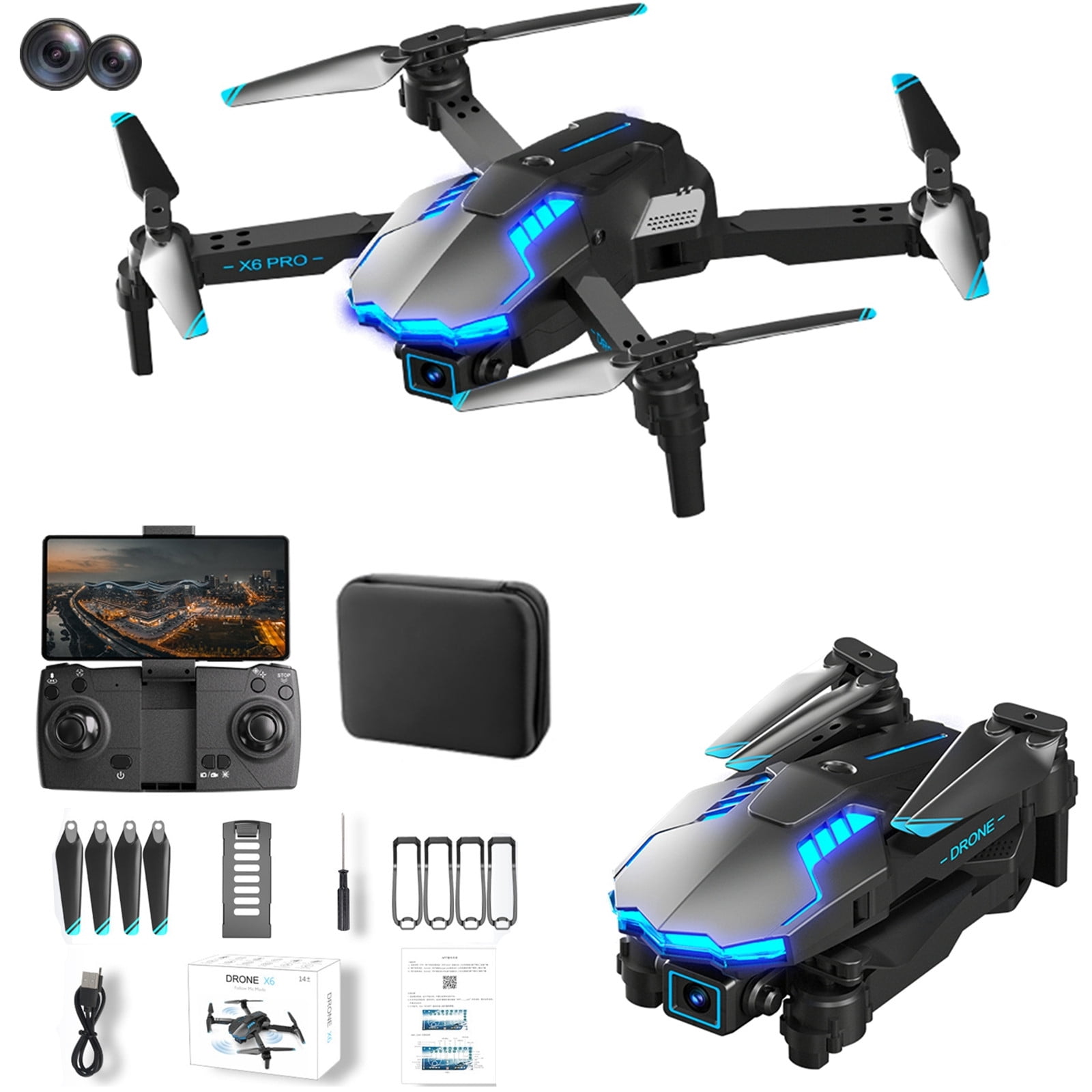 Weloille Drone with Camera for Adults, 1080P HD Mini FPV Drones for ...