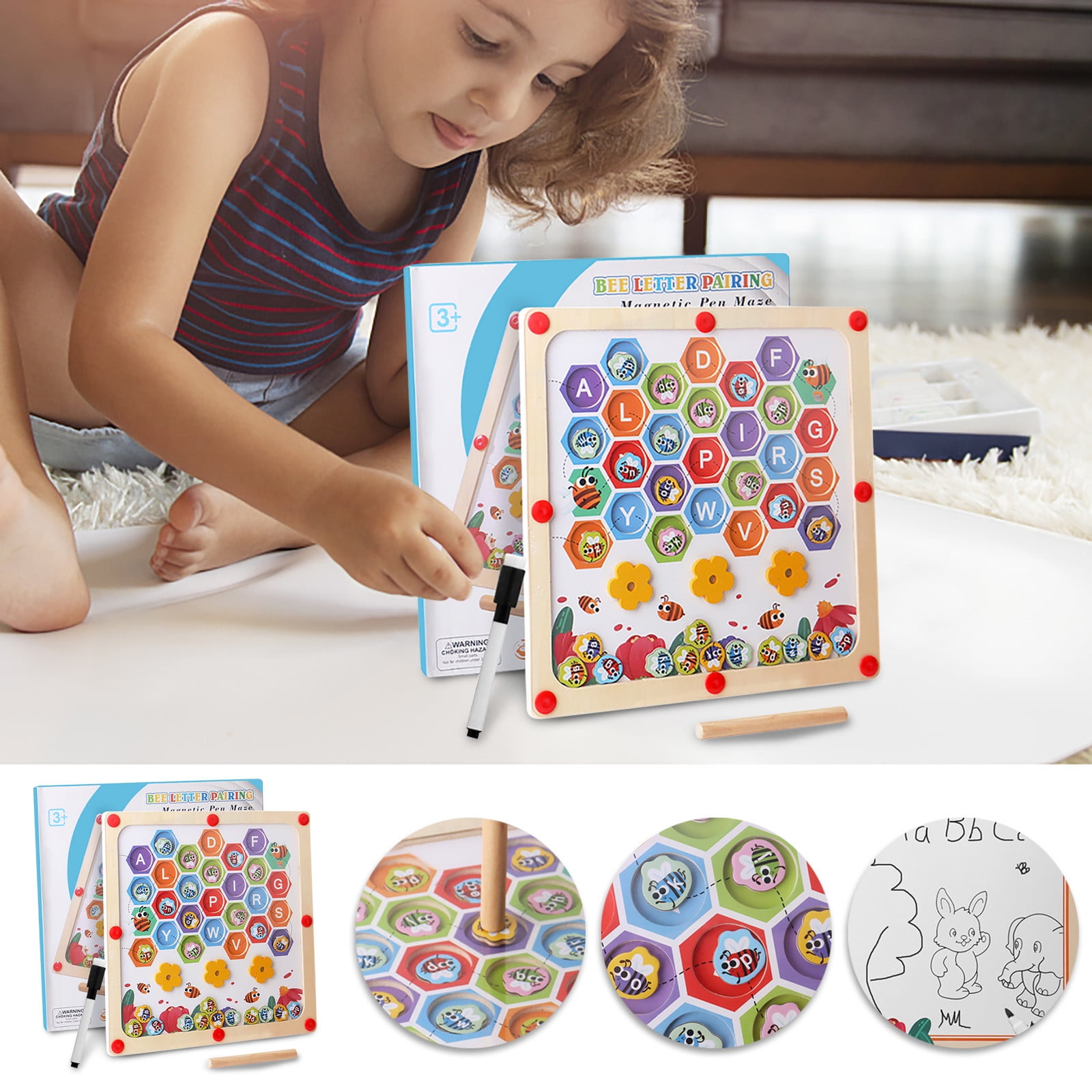 Weloille English Letter Magnet Poster Set - Wooden Magnet (upper And ...