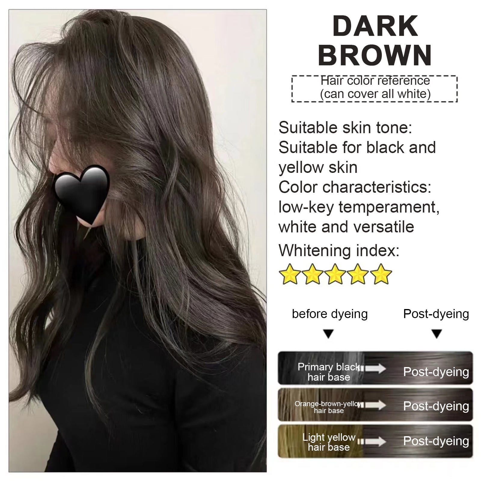 Weloille Hair Coloring Cream Bubble Hair Plant Black Tea Color Cover ...