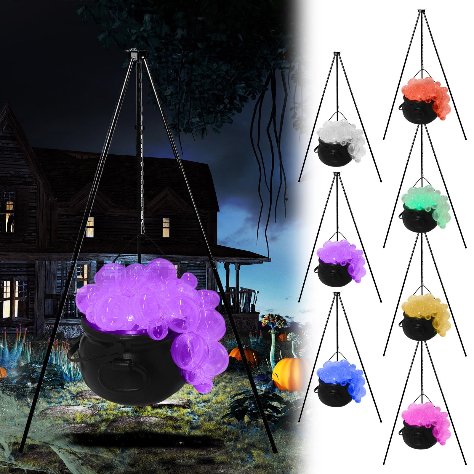 Weloille Halloween Witch Pot Bubbling Cauldron Set Glow Witch Pot ...