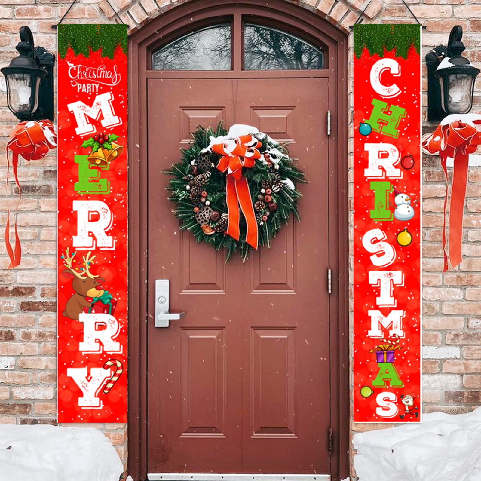 Weloille Merry Christmas, Door Banners, Porch Signs, Hanging Banners ...