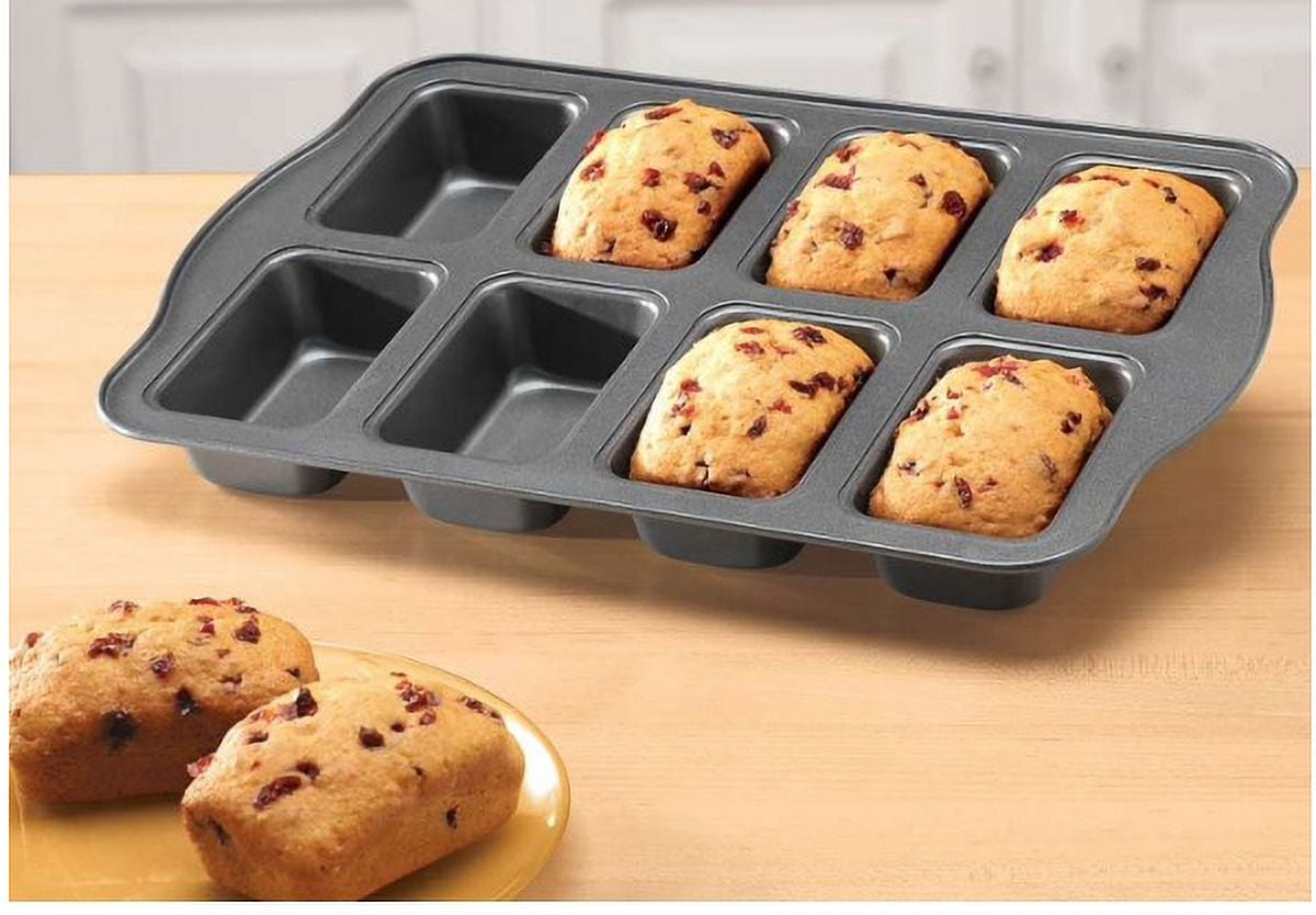 Weloille Mini Loaf Baking Pans 8-Cavity, Nonstick Small Cornbread Pan ...
