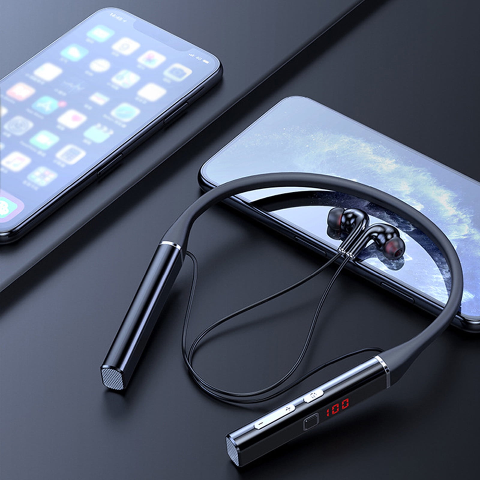 Weloille Multifunctional Neckband Wireless Headset With Power Display ...