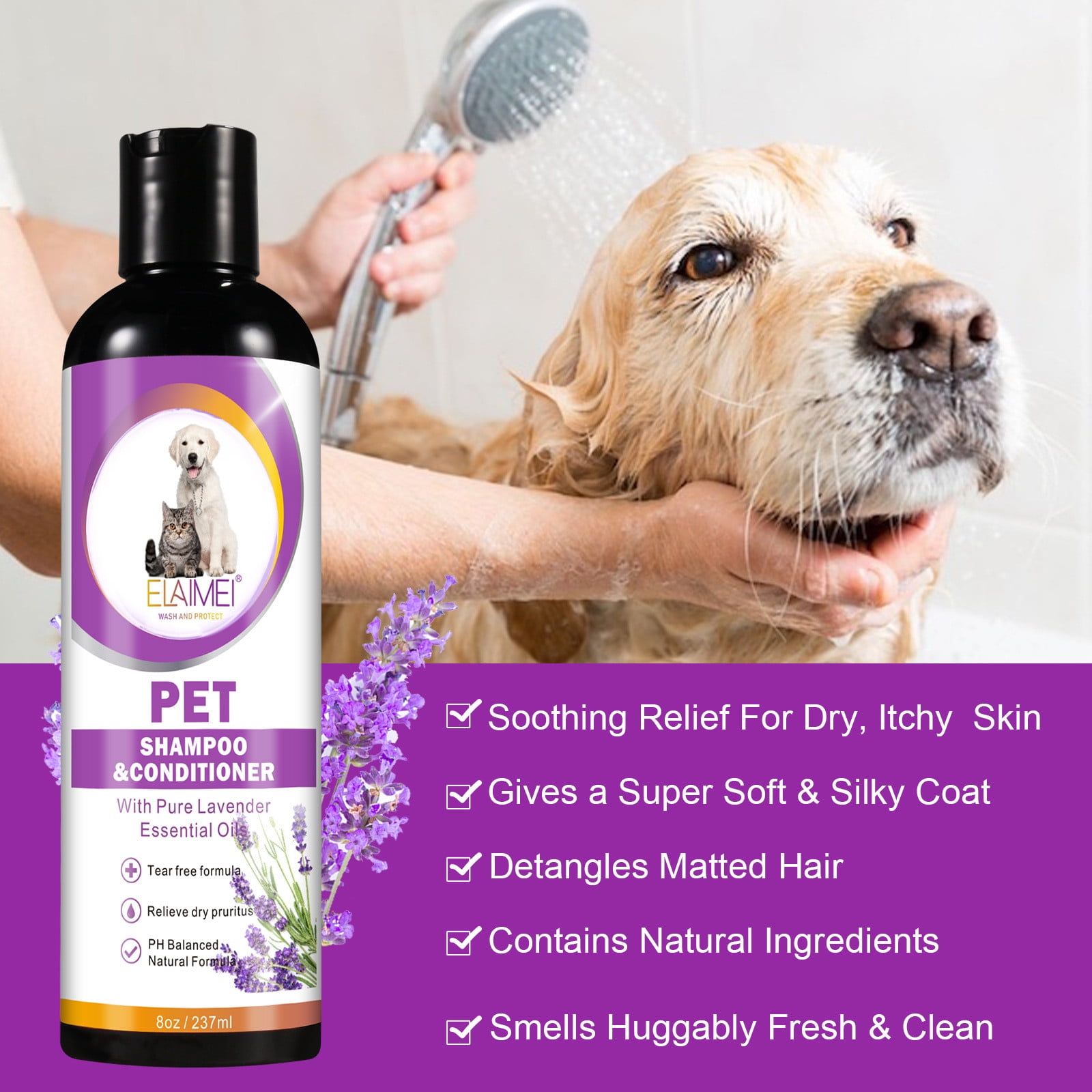 Weloille Pet Shampoo Is Fluffy Deodorant, Itching Relieving, Refreshing ...