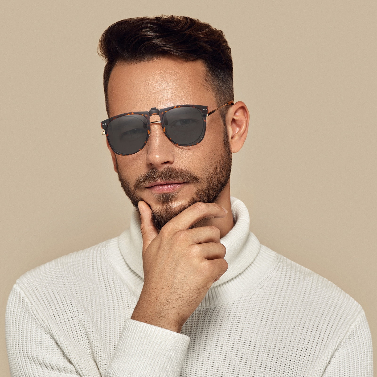 Weloille Polarized Clip-on Flip Up Metal Clip Rimless Sunglasses for ...