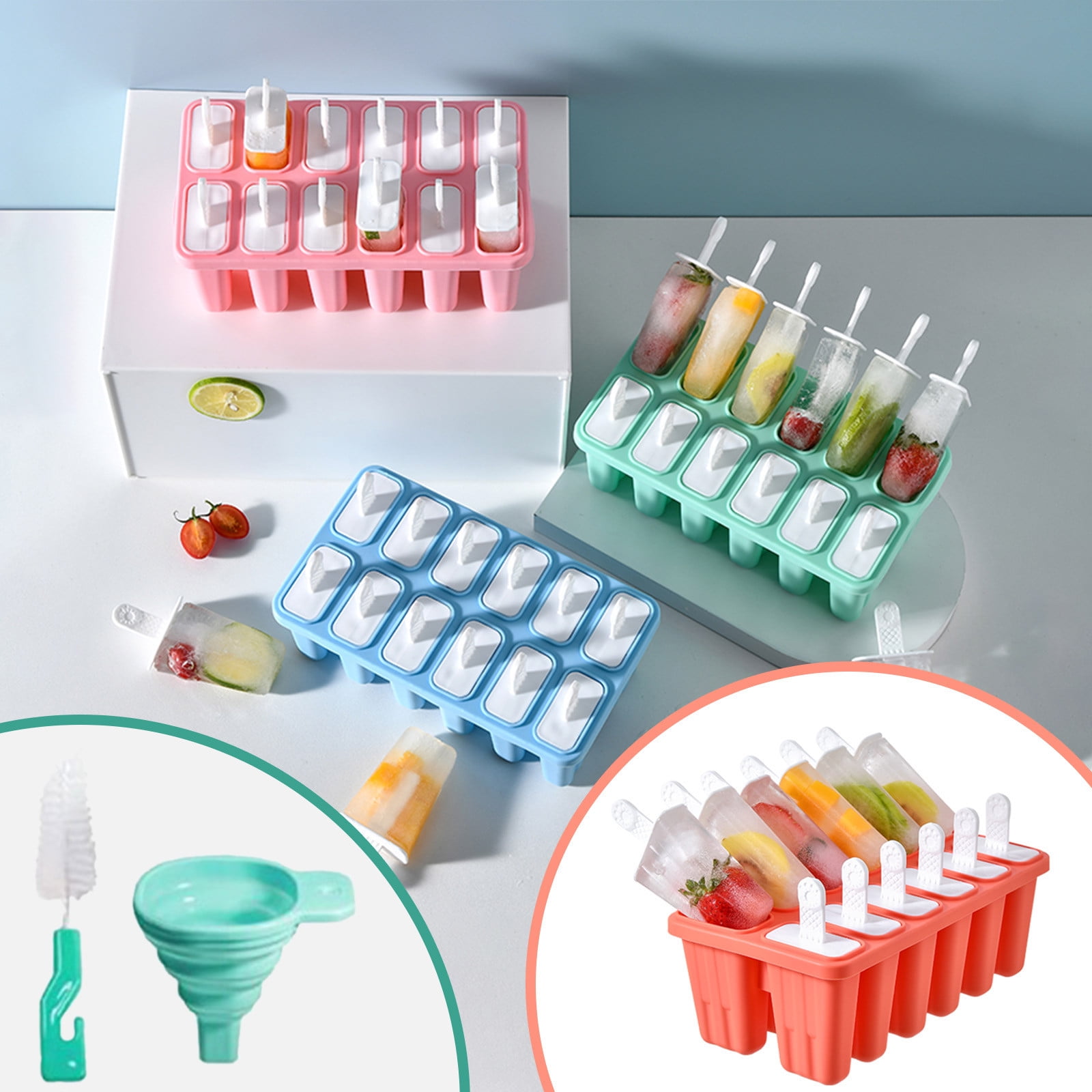 Weloille Popsicles Molds, 12 Pcs Silicone Popsicle Molds Easy-Release ...