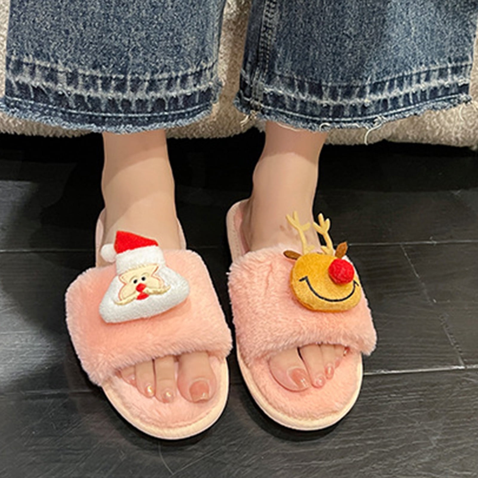 Weloille Santa Claus Women's Slippers House Bedroom Slippers For Women ...