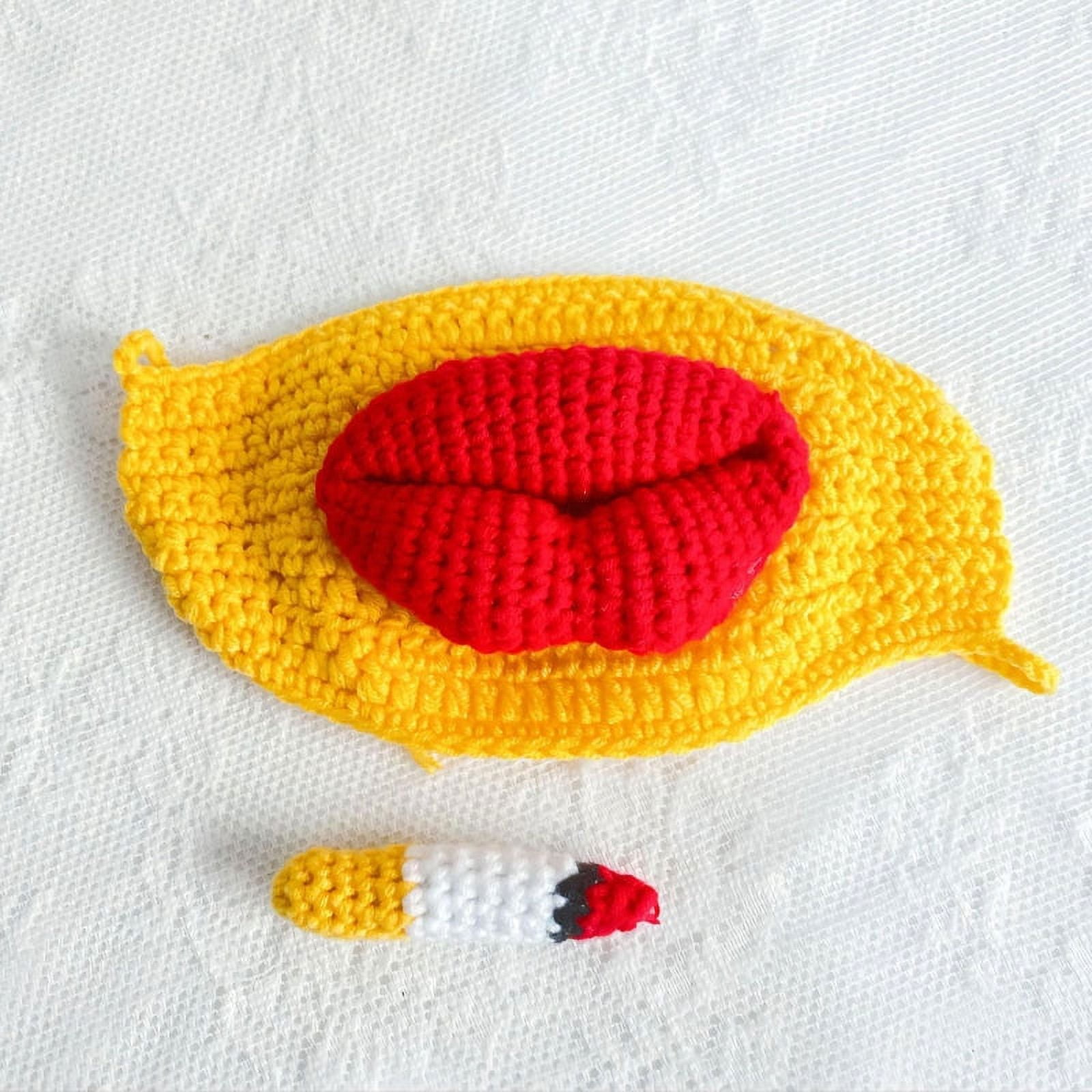 Weloille Sausage Mouth Hand Knitted Mask Funny Mask Big Mouth Mask ...