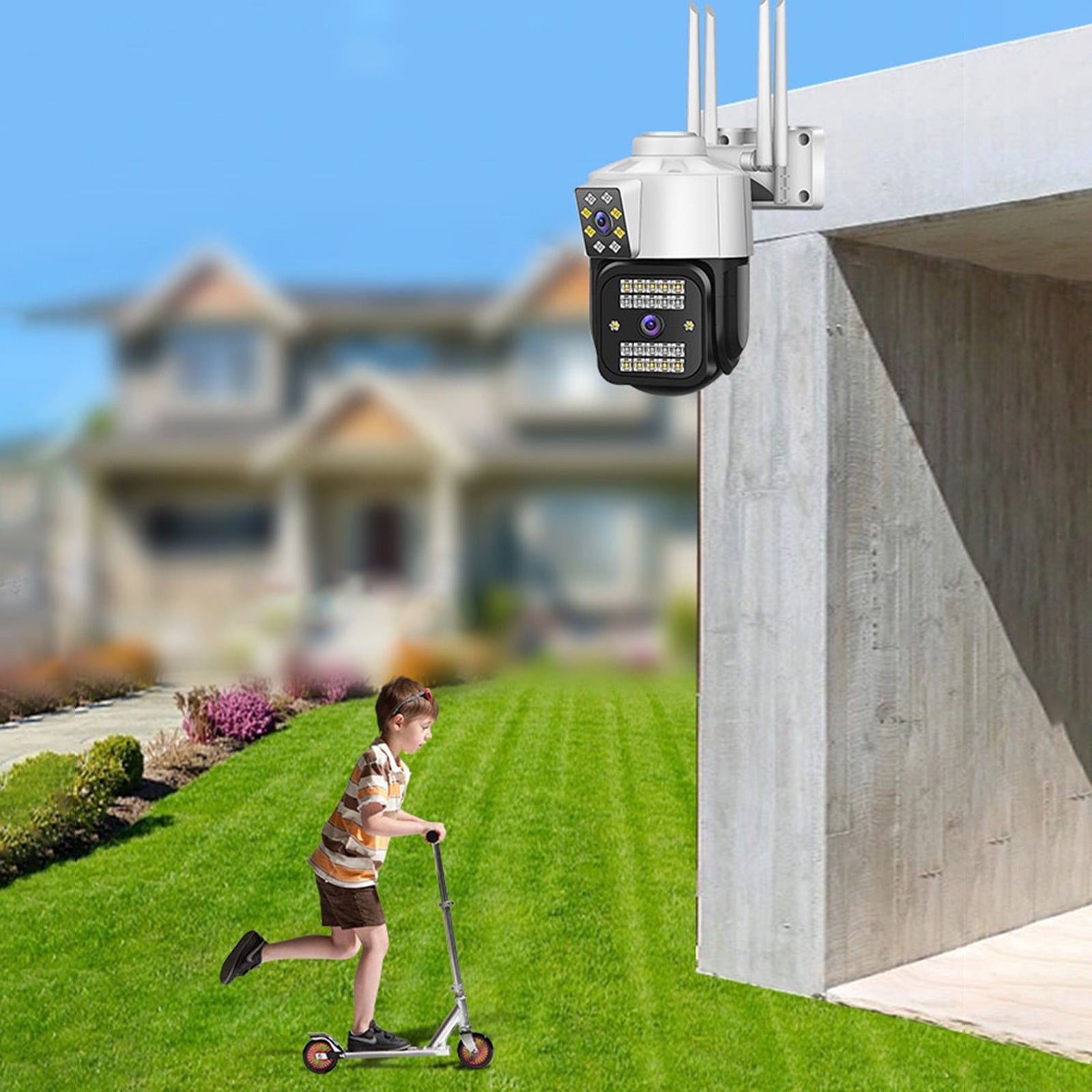 Weloille Security Camera Outdoor with Floodlight and Sound Alarm, 4MP 2 ...