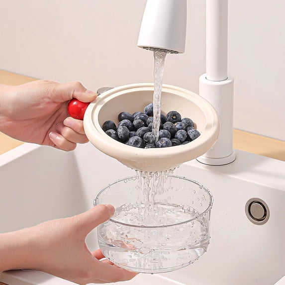 Weloille Small Kitchen Colander 1 Piece, Food Grade Plastic Drain ...