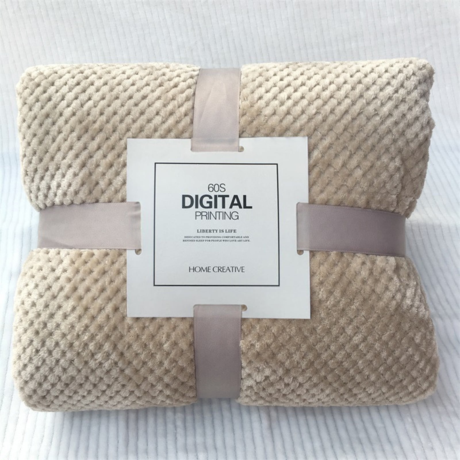 Weloille Soft Warm Plaid Fleece Bed Blanket Large Mesh Flannel Blankets ...