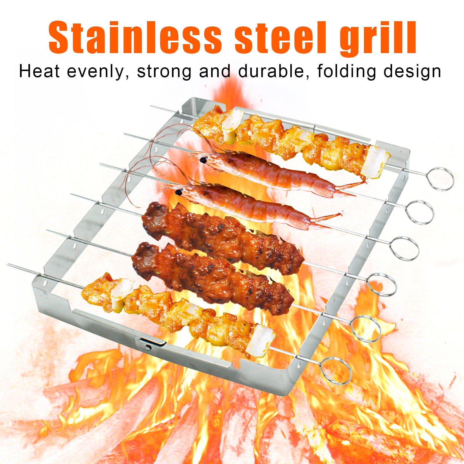 Weloille Stainless Steel Shish Kebab Set Barbecue BBQ Metal Skewers For ...