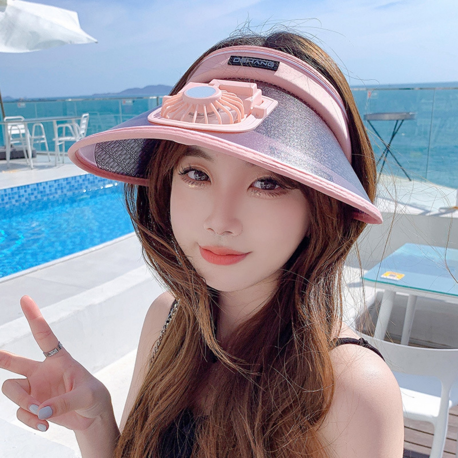 Weloille Summer Sunscreen Fan Cap Large Eaves Empty Sports Cap USB ...