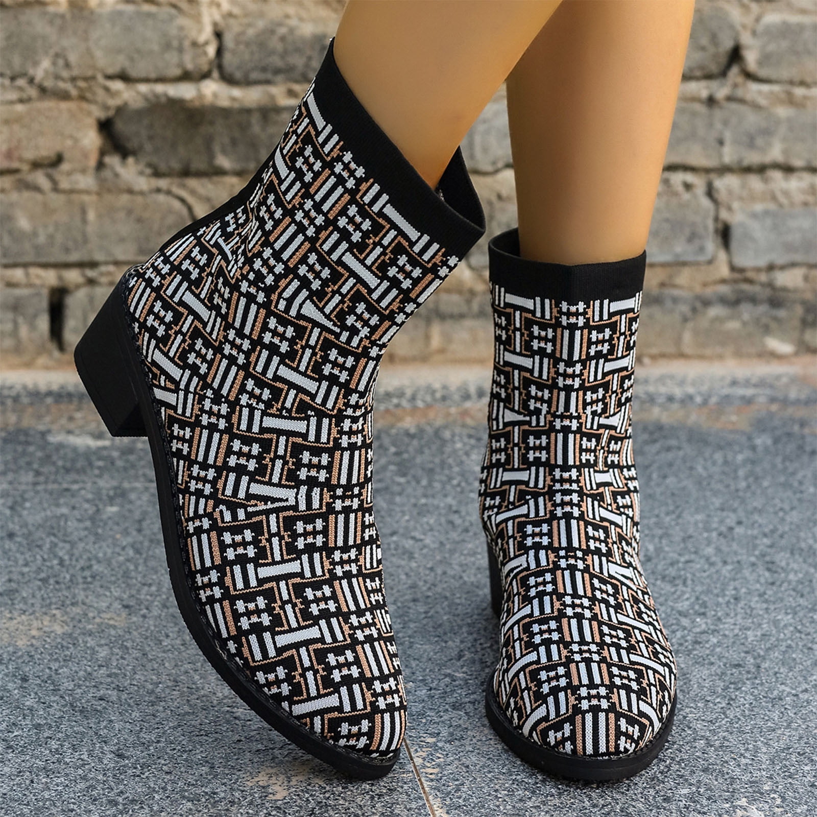 Weloille Thick Bottom Boots Knitting Elasticity Boots Thin Within The ...