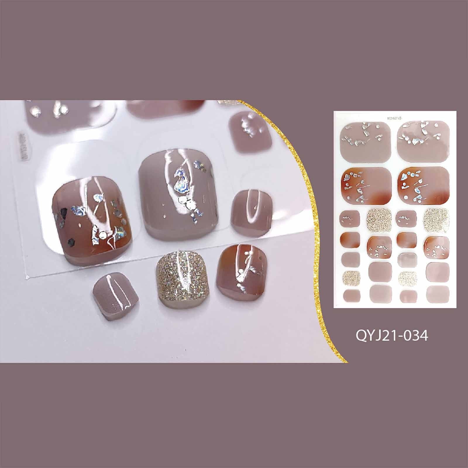 Weloille Toe Nail Stickers Toe Nail Stickers Bronzing Imitation Diamond ...