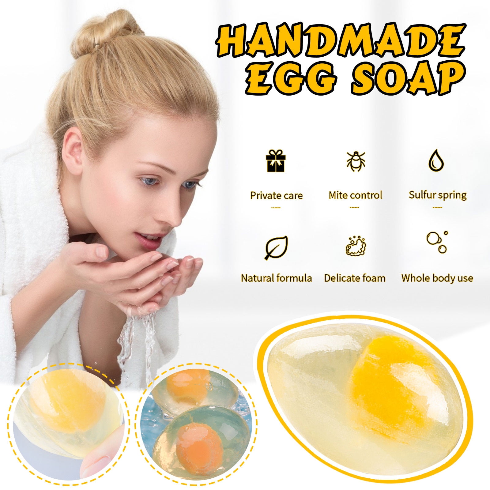 Weloille Toilet Soap Lucency Soap Collagen Facial Eggs Soap 80g ...
