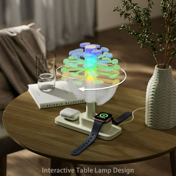 Weloille Tree Wireless Charging Ambient Desk Lamp with Touch Control ...