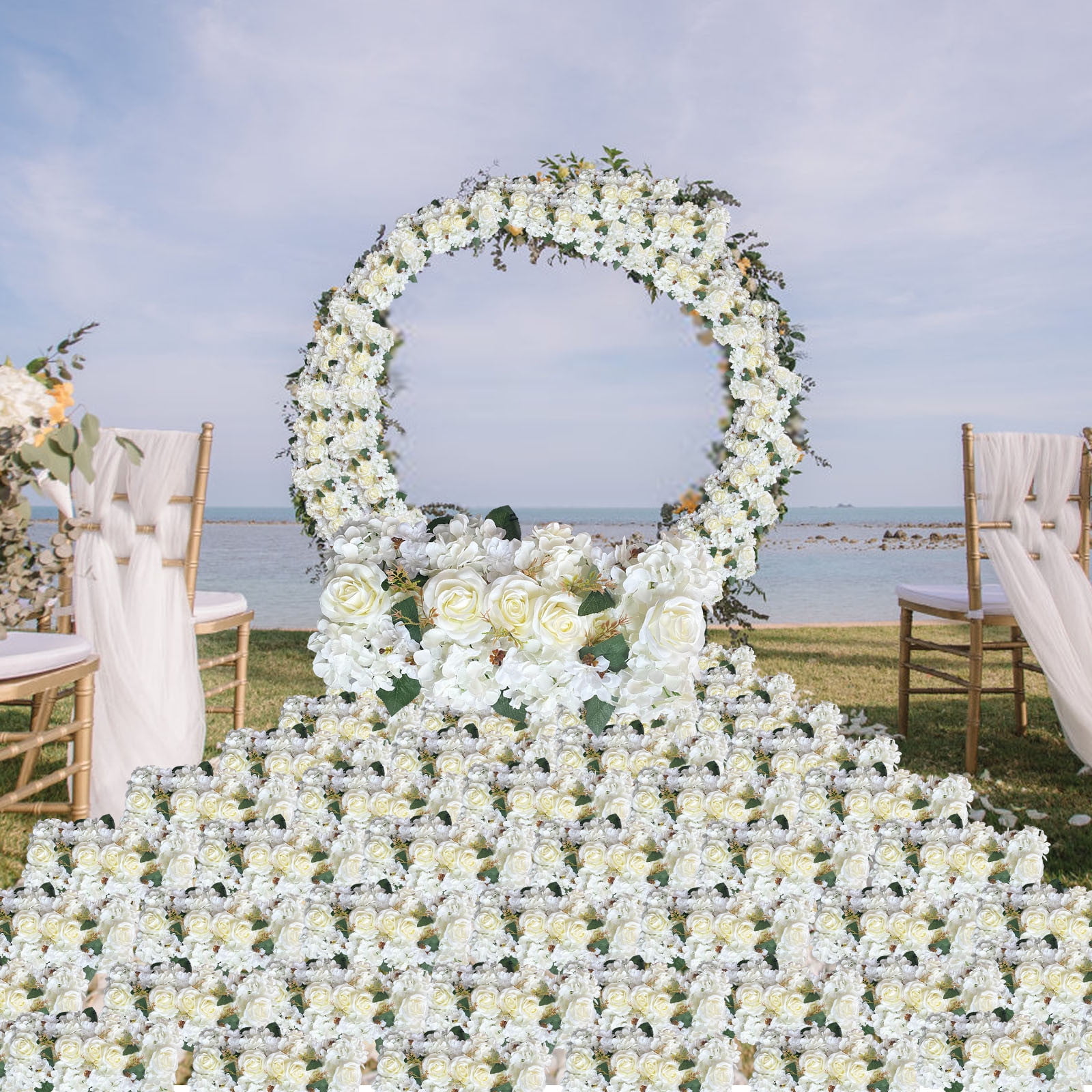 Weloille Wedding Aisle Floral Decor, Artificial Silk Flower Row ...