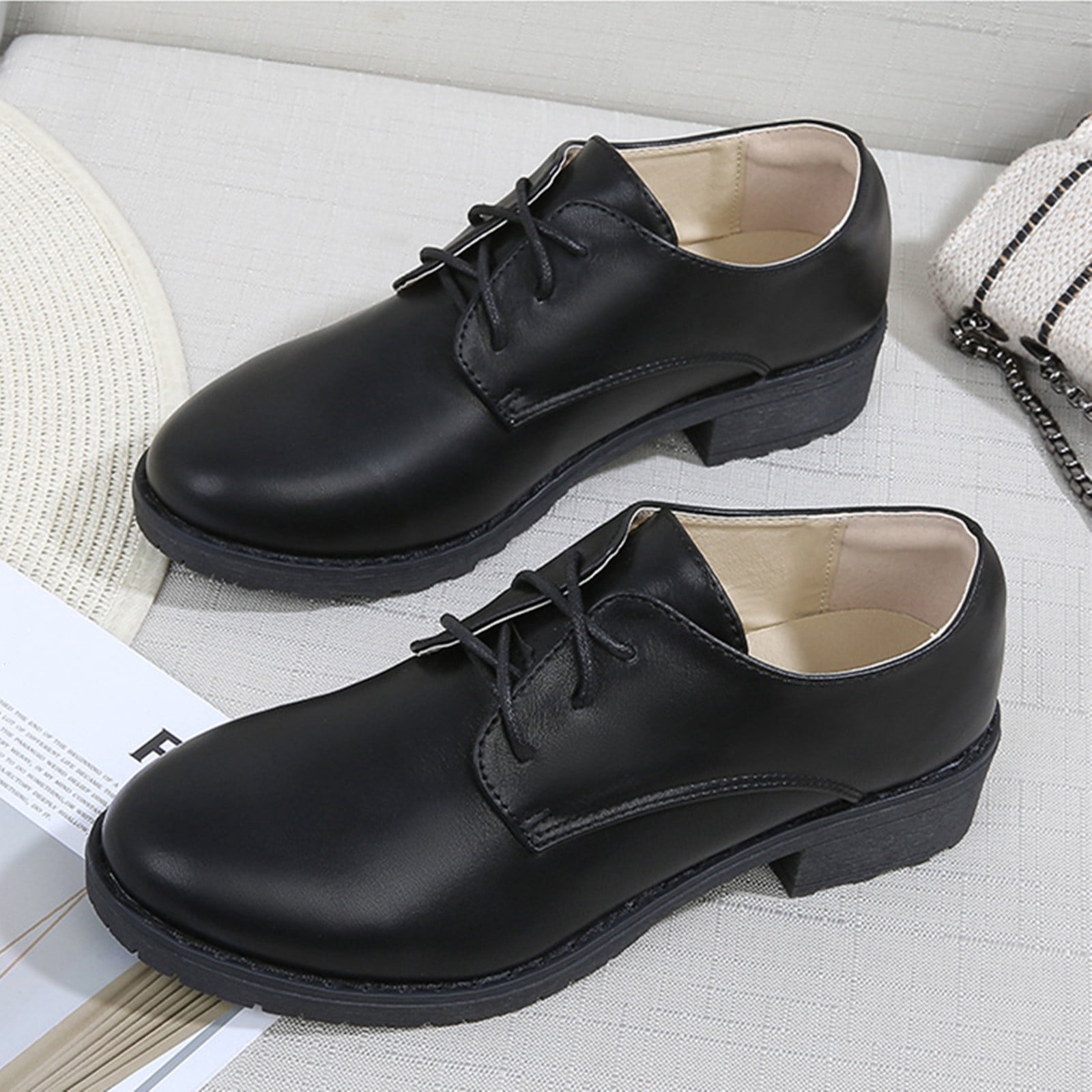 Weloille Women's Classic Oxfords Lace Up Business Formal Brogue Dress ...