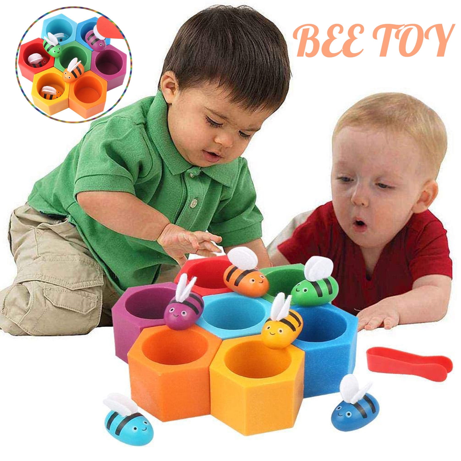 Weloille Wooden Beehive Board Clipping Bee Color Cognition Game ...