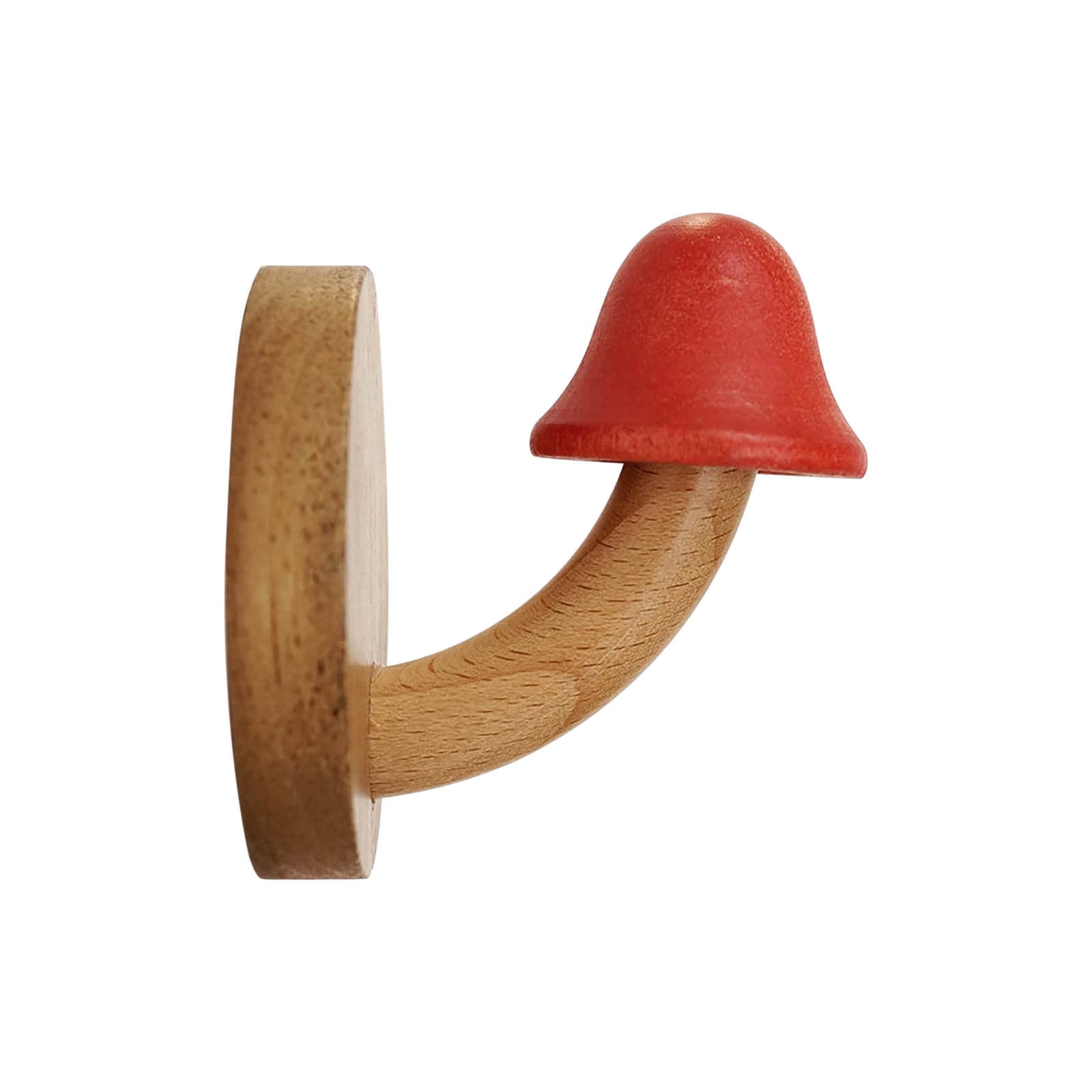 Weloille Wooden Mushroom Coat Hook Punching-free Solid Wood Clothes ...