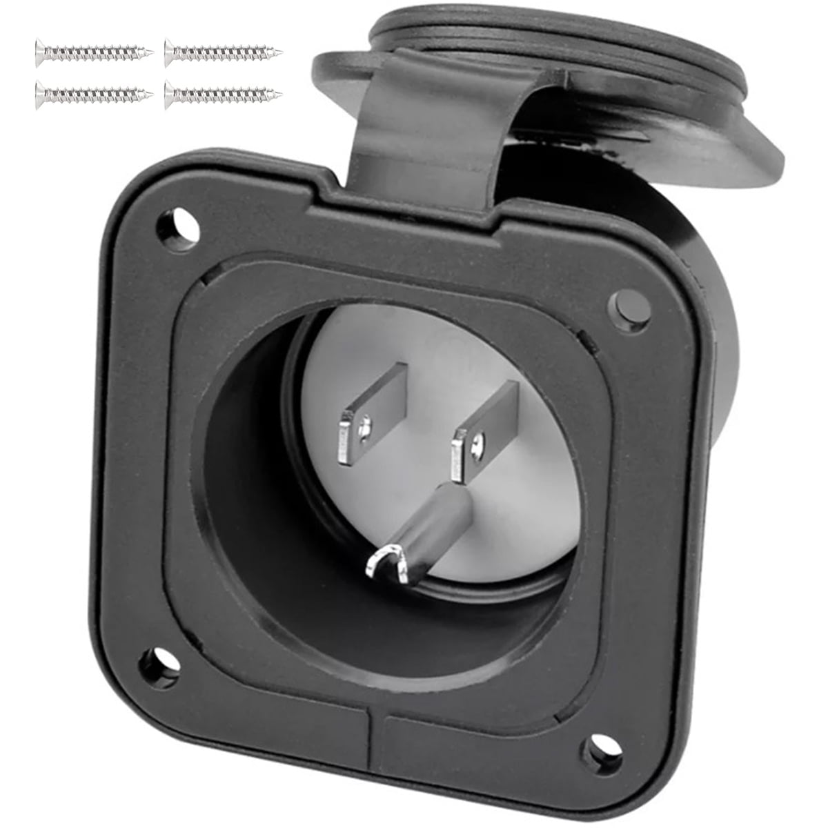 Welpettie 15 Amp Shore Power Inlet Plugs 125V Flange Inlet RV Power ...
