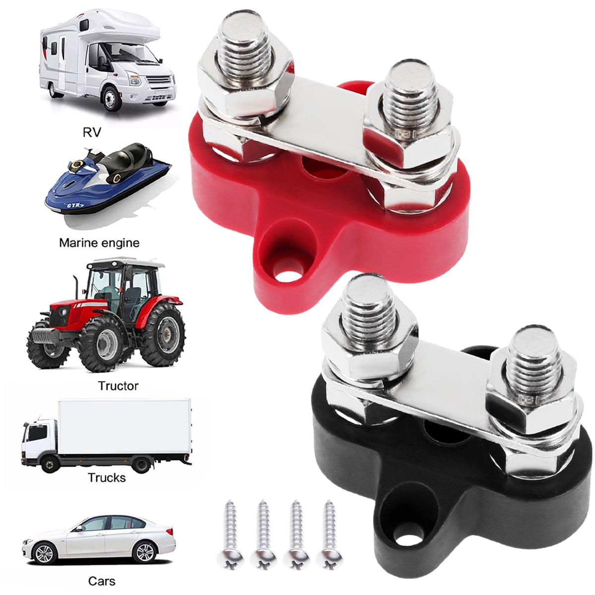 Welpettie 2Pcs Power Distribution Block Bus Bar Pair Marine Bus Bar ...