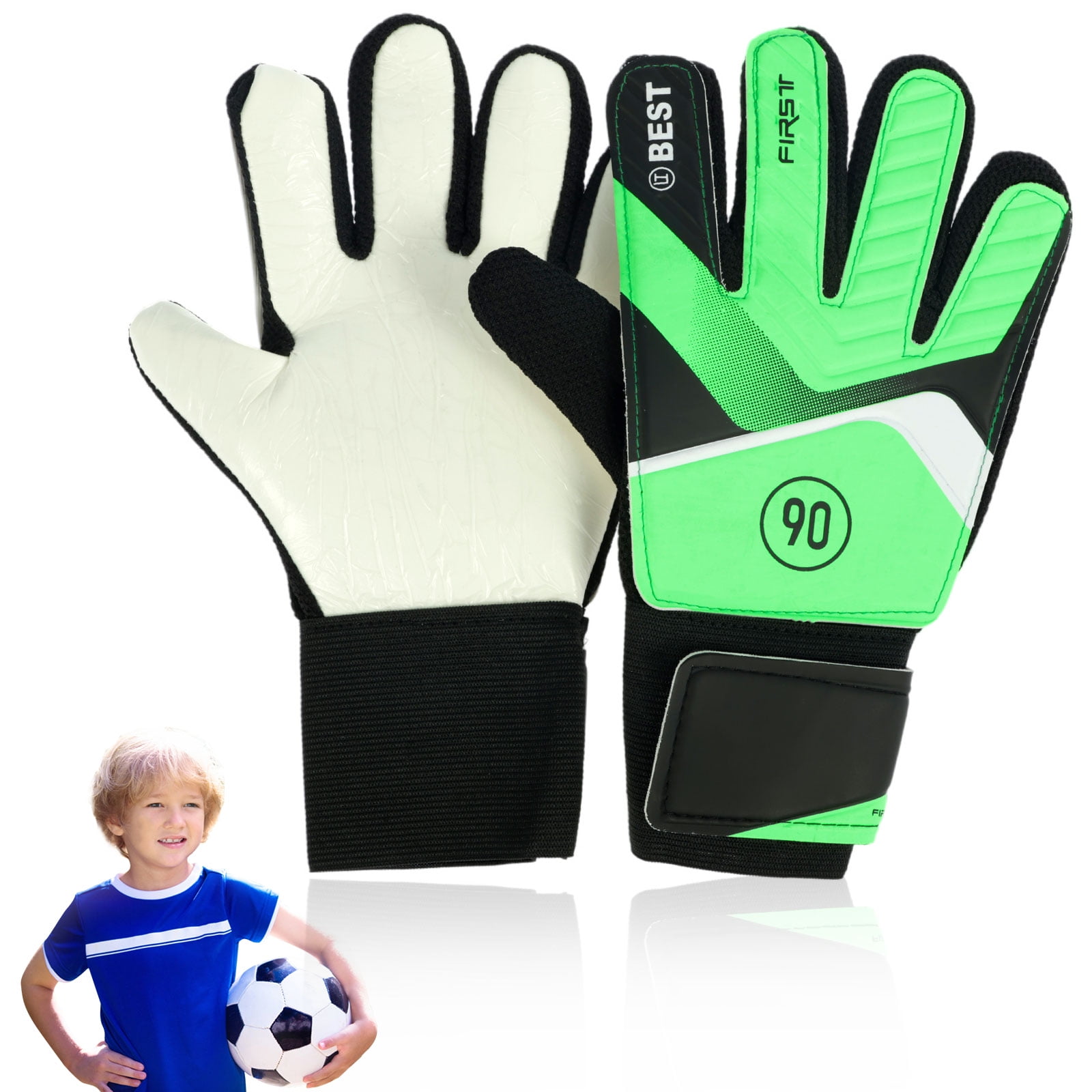 Welpettie Kids Soccer Goalie Gloves 5/6/7 Size Latex Children Football ...
