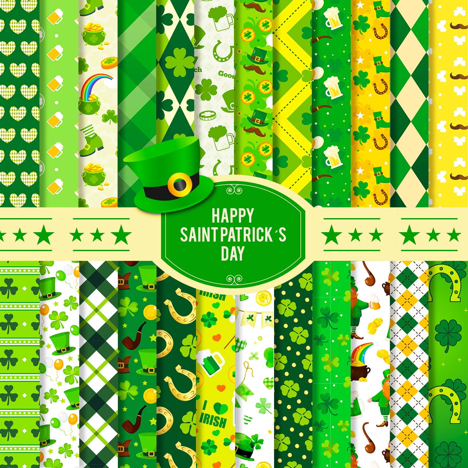 Welpurch 24 Sheet St. MSF2 Patrick's Day Scrapbook Paper Pads, 6x6in 24 ...