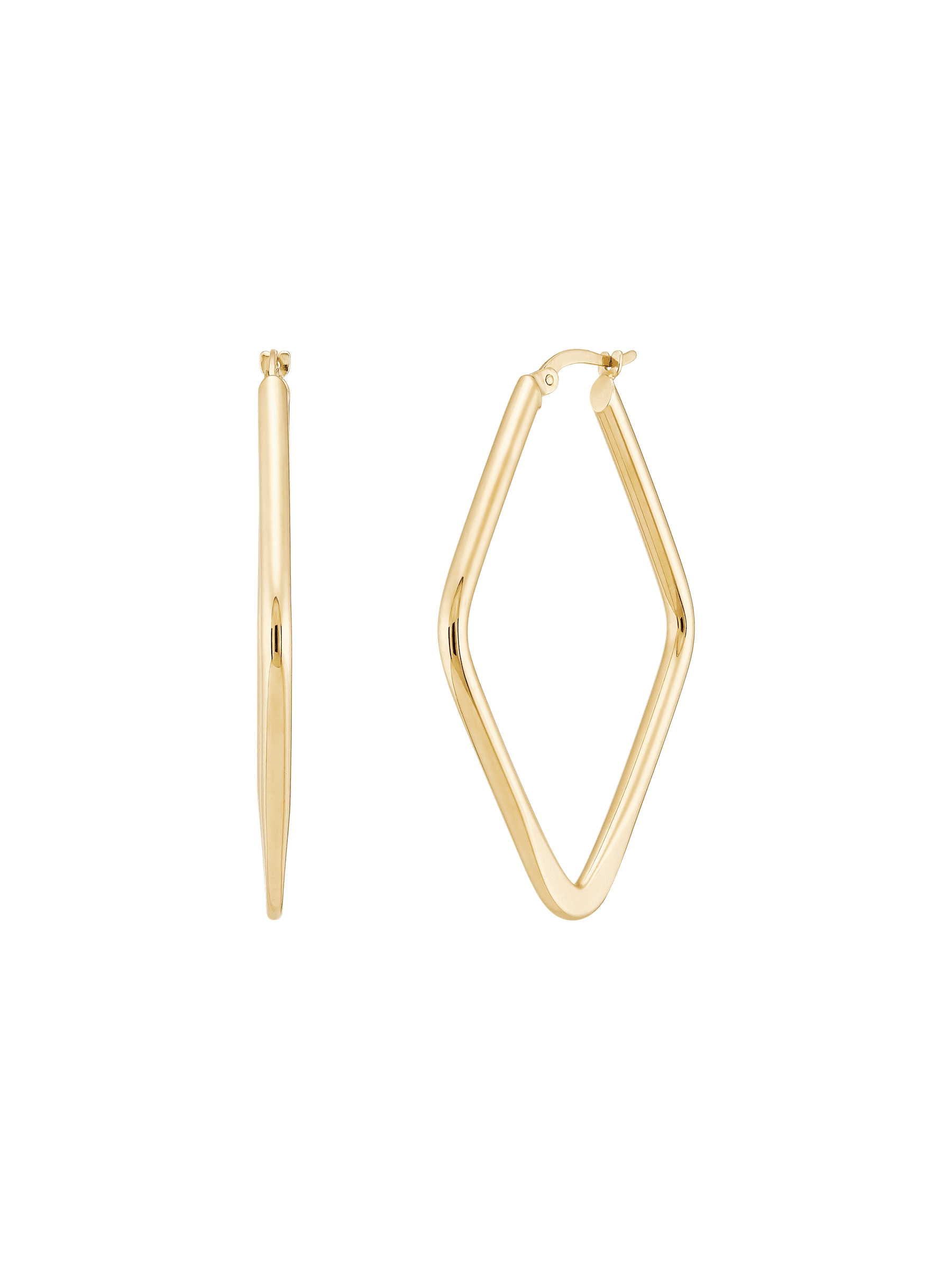 Welry 14kt Yellow Gold Diamond-Shaped Tube Hoop Earrings - Walmart.com