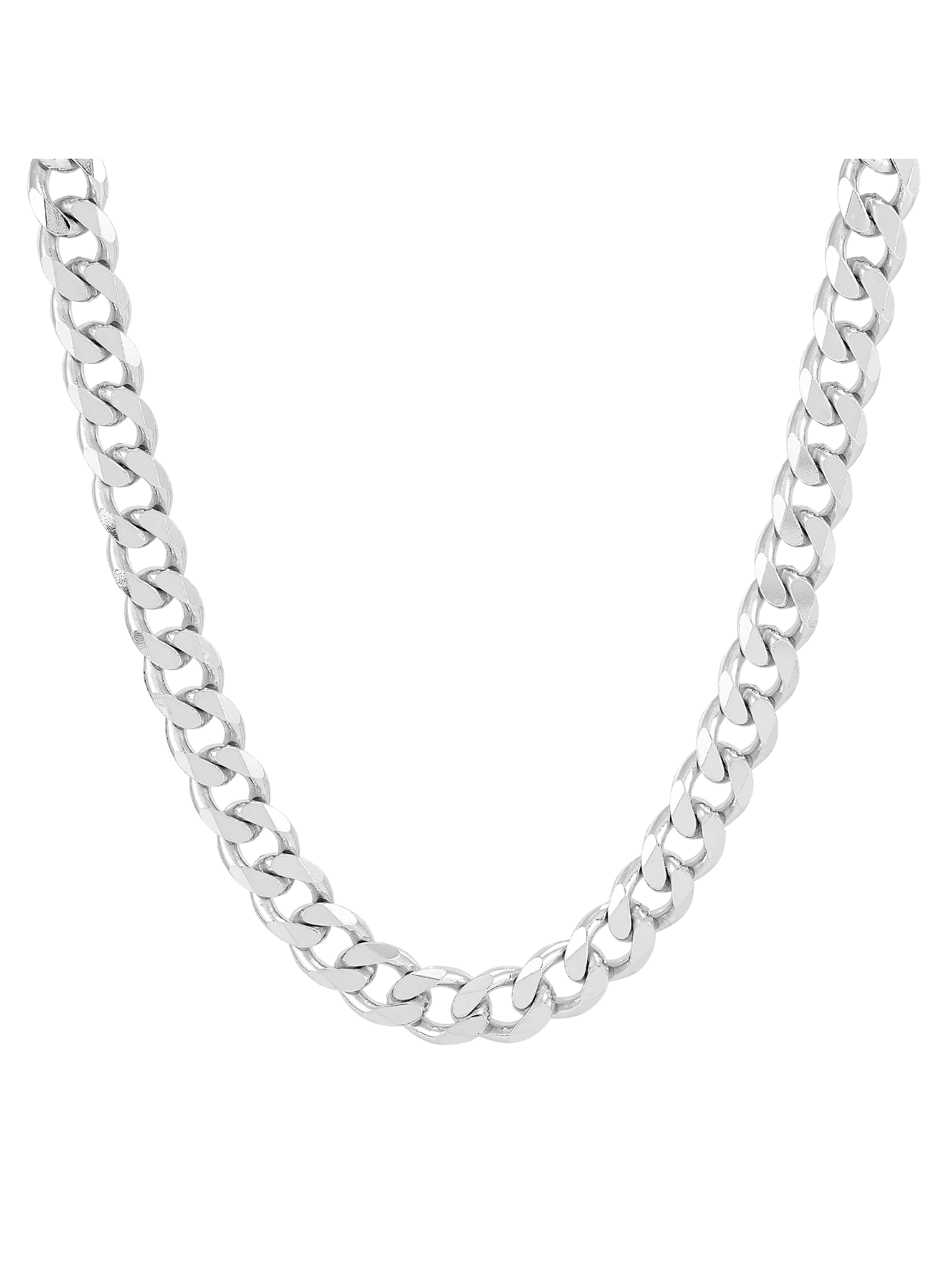 Welry Men's 7.8mm Sterling Silver Flat Curb Chain Necklace, 22 ...