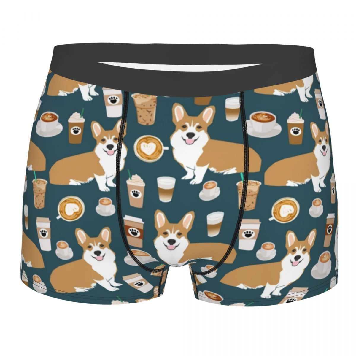 Welsh Corgi Coffee Dog Underwear Men Sexy Print Custom Boxer Briefs ...