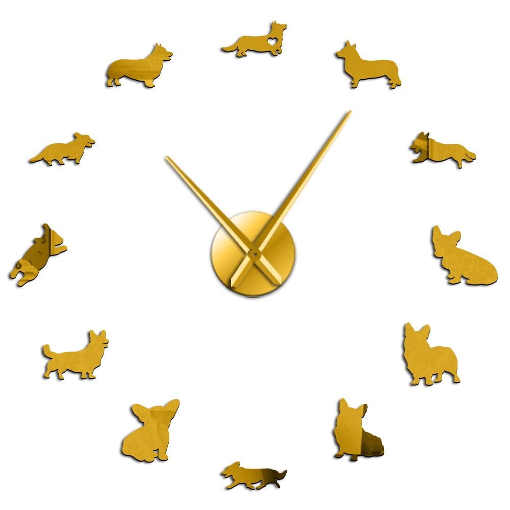 Welsh Corgi Puppy Dog Frameless Wall Clock Stickers, DIY Modern ...