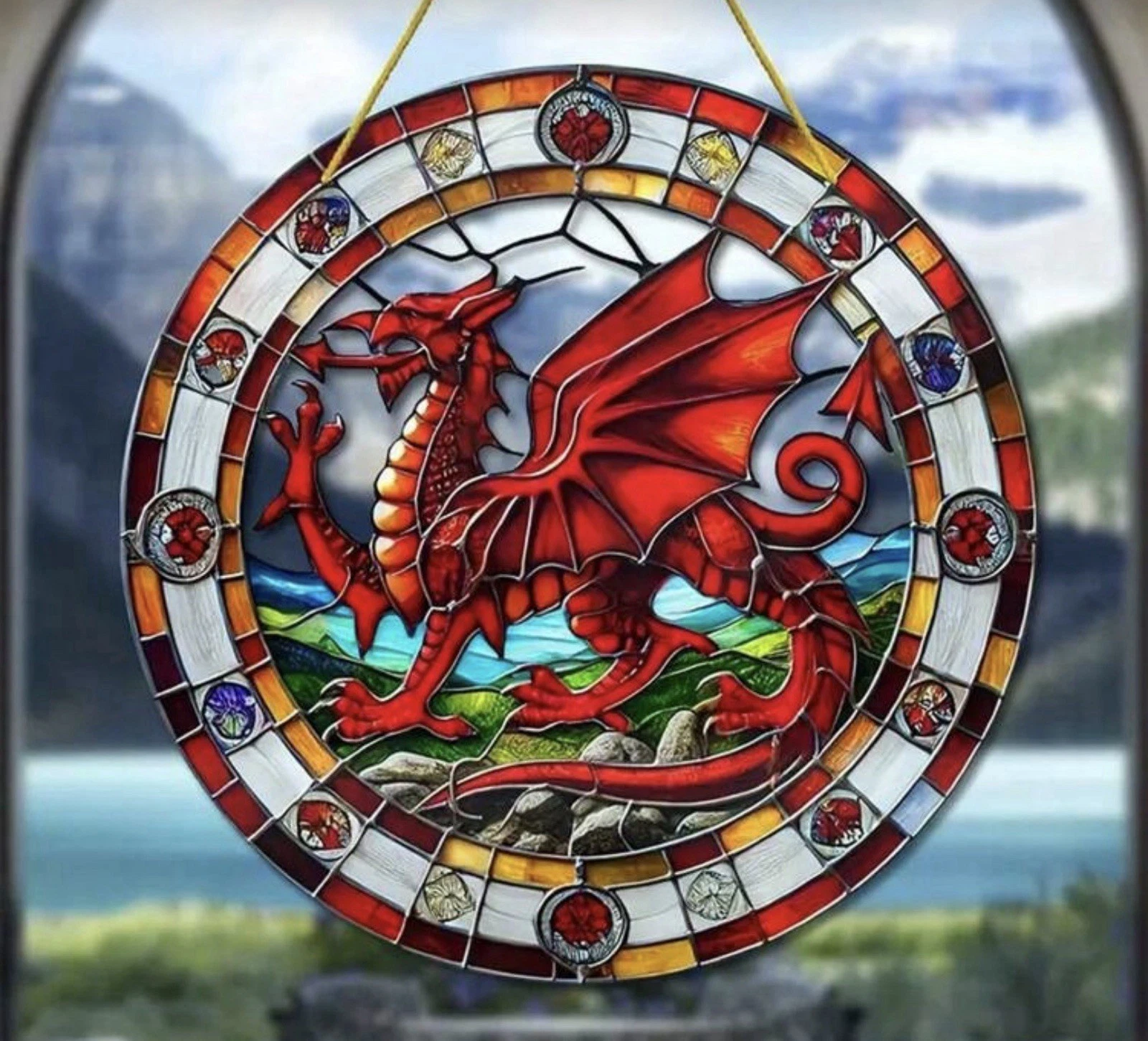 Welsh Dragon Acrylic Suncatcher Ornament | Water Ripple Effect ...
