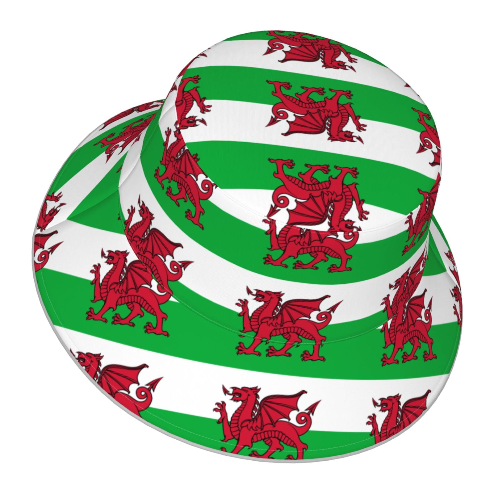 Welsh Dragon Flag Bucket Hat Stripe Beach Fisherman Hats For Women Men ...