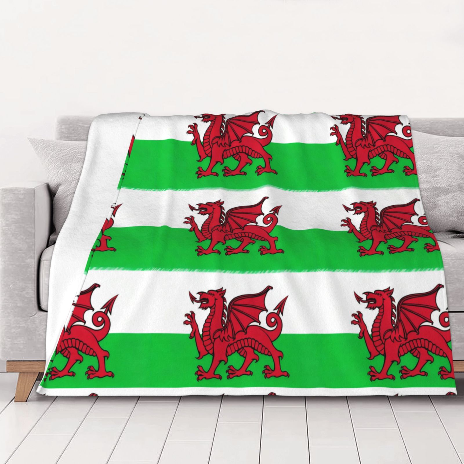 Welsh Dragon Flag Throw Blanket Warm Camping Outdoor Light Weight Cozy ...