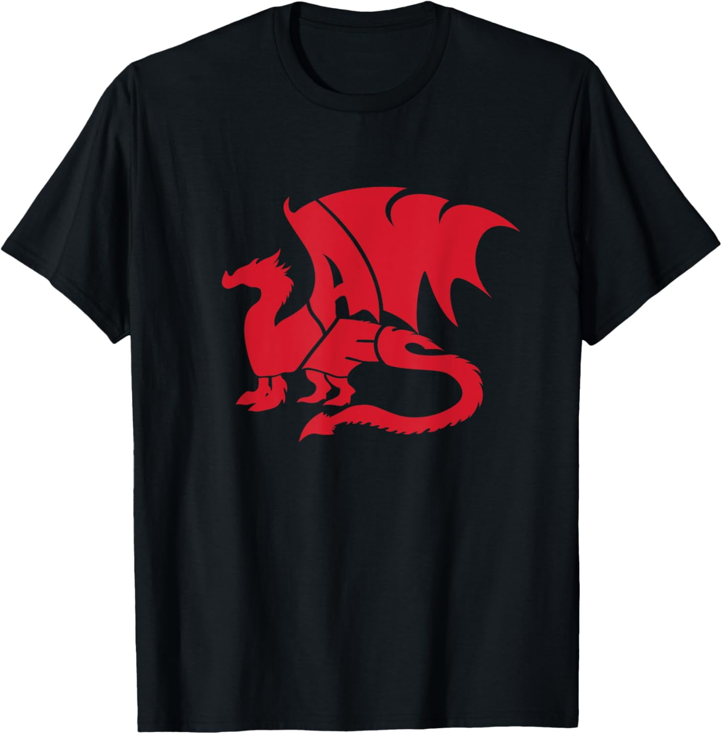 Welsh Dragon Wales Red Word Art - Cool Mythical Animal T-Shirt men and ...