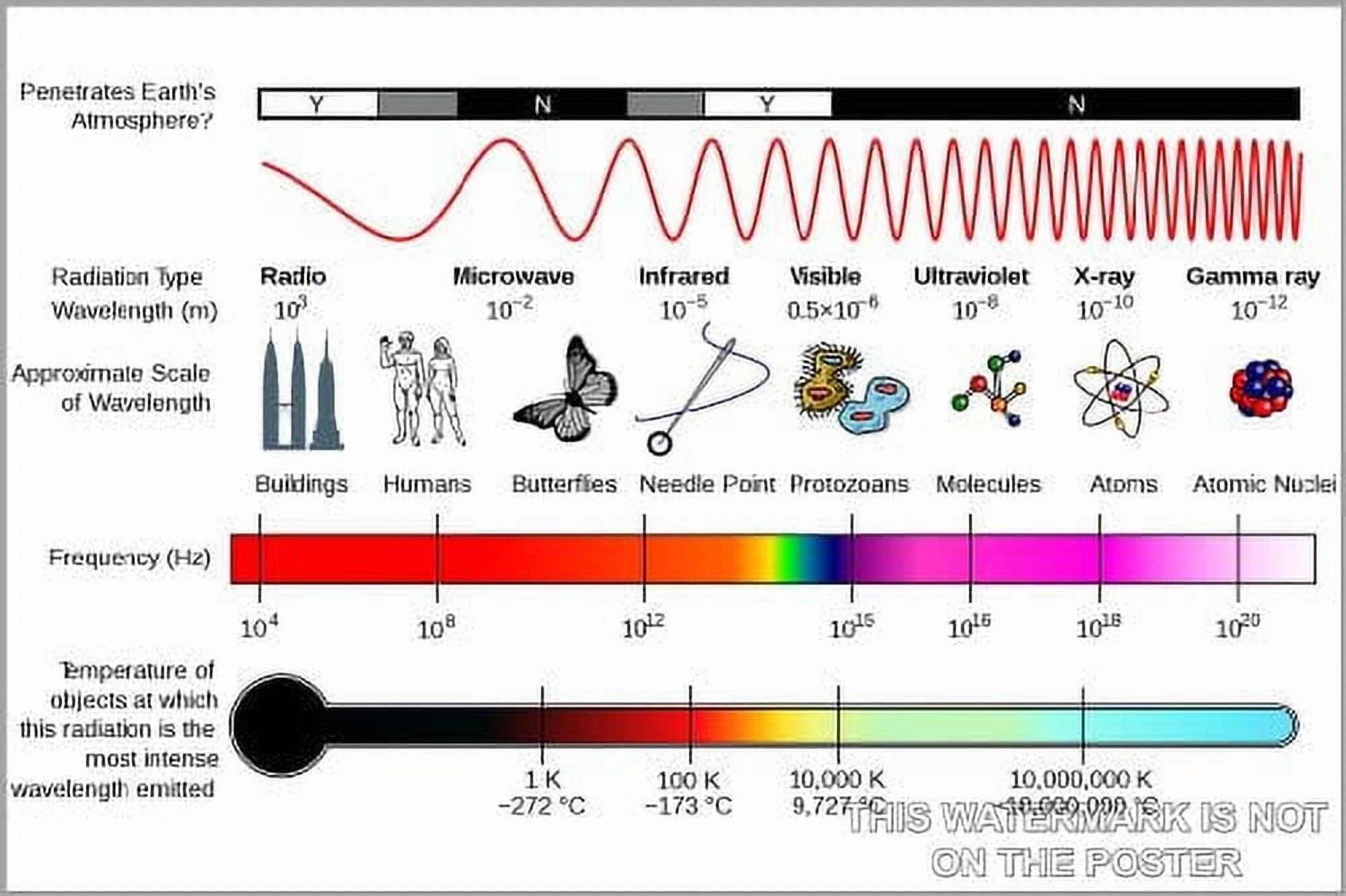 Welsh Printing Electromagnetic Spectrum 16" x 24" Framed Poster ...