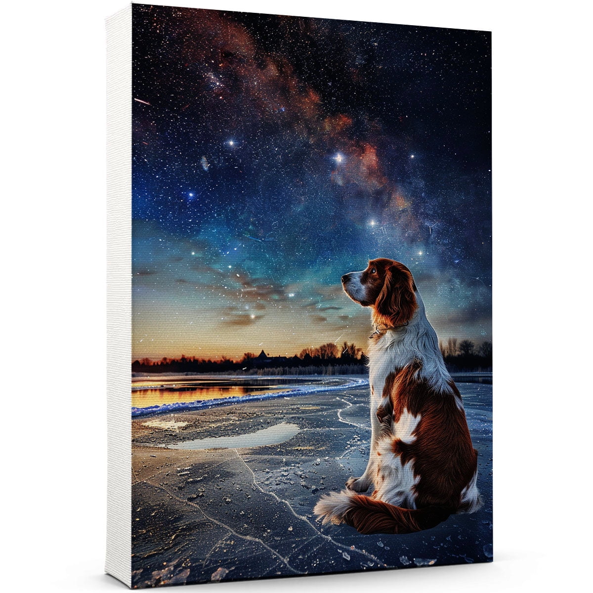 Welsh Springer Spaniel Christmas Canvas Wall Art Cute Dog Sitting ...